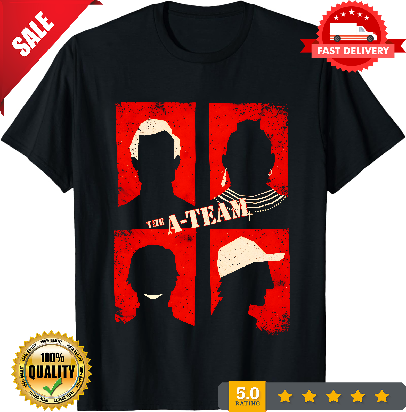 The A Team Action Tv Series Men's Black T-Shirt Size S-5XL, CROWD ...