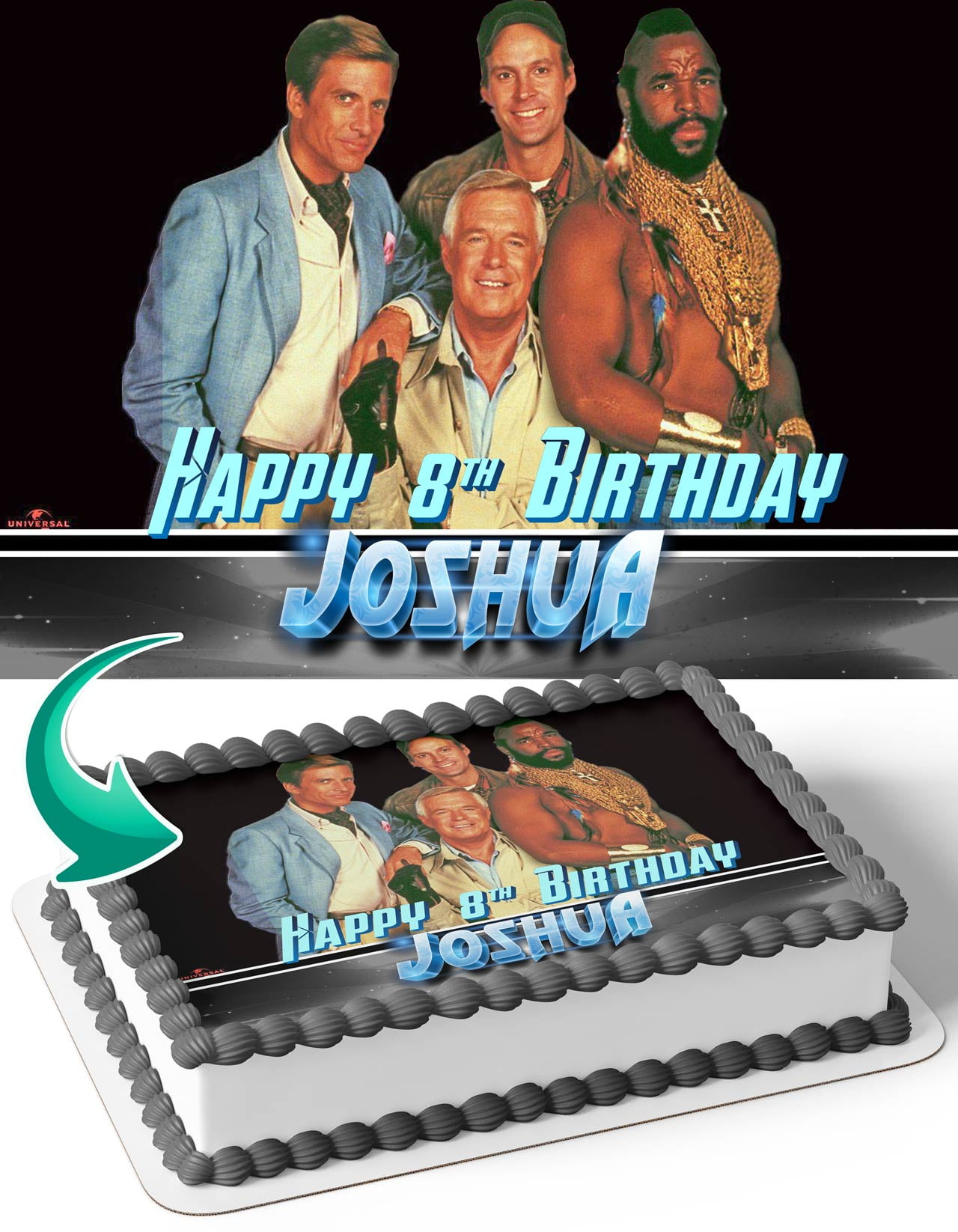 The ATeam Murdock Baracus Hannibal Peck Edible Image Cake Topper ...