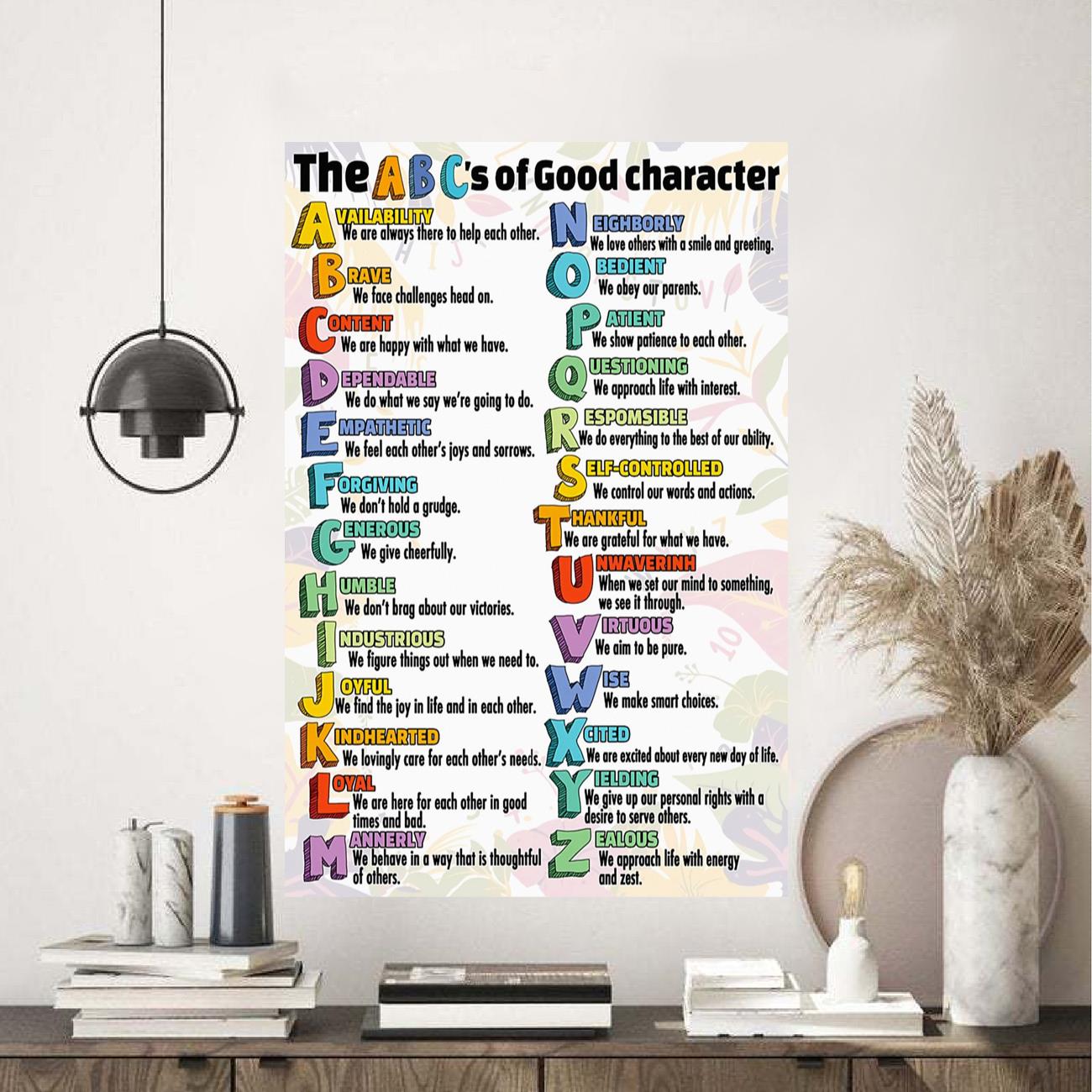 The Abc Is Of Good Character Knowledge Poster 24 x 36 Inch Poster ...