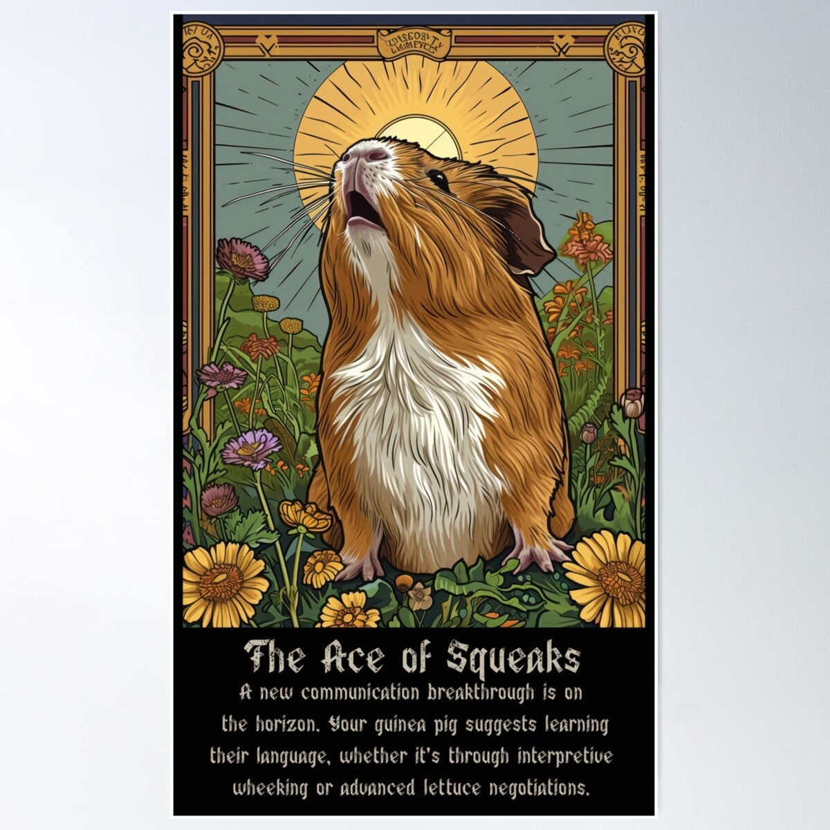 The Ace Of Squeaks' Funny Guinea Pig Tarot Poster Wall Art, Modern Wall ...