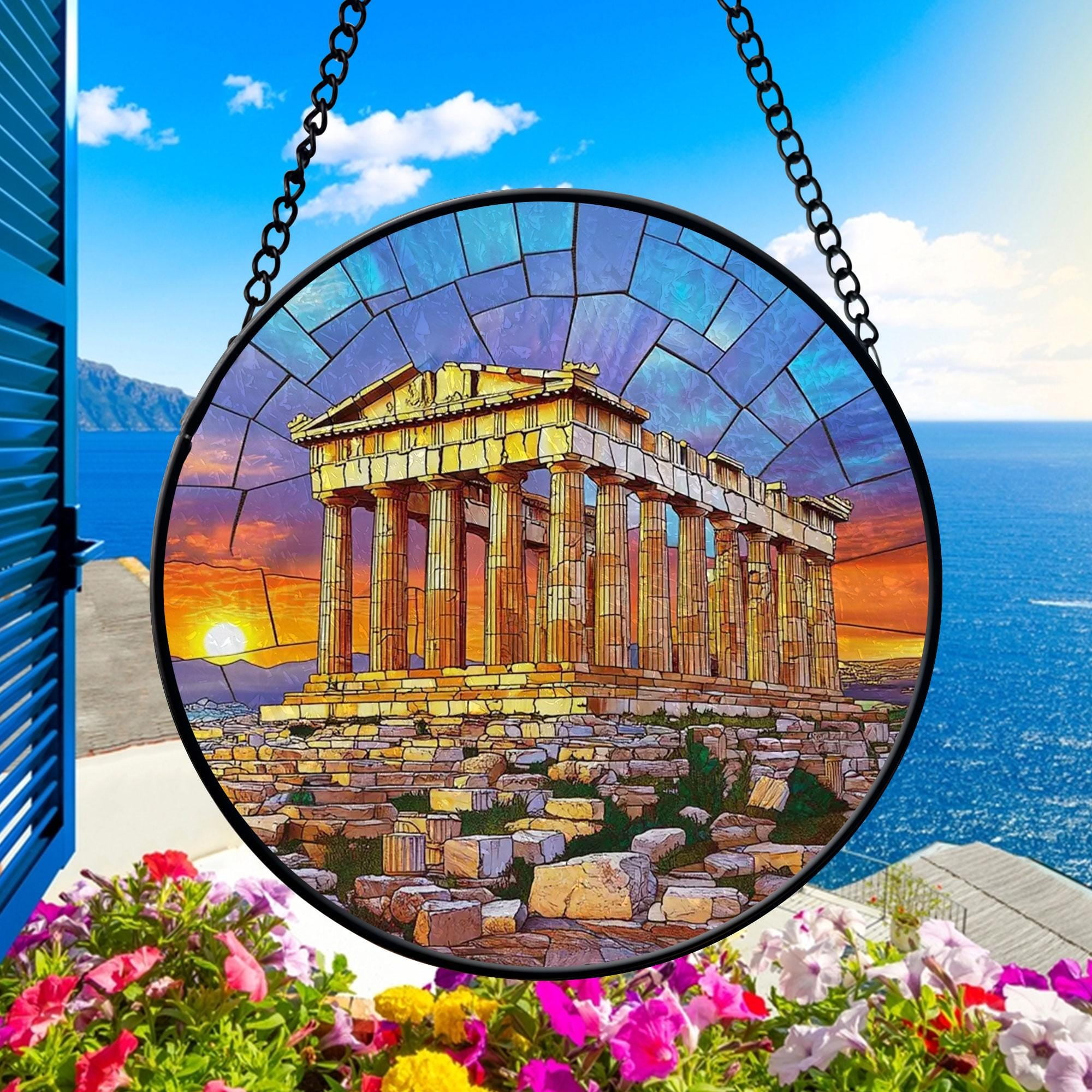 The Acropolis - Athens, Greece Faux Stained Glass Suncatcher, Visit To ...