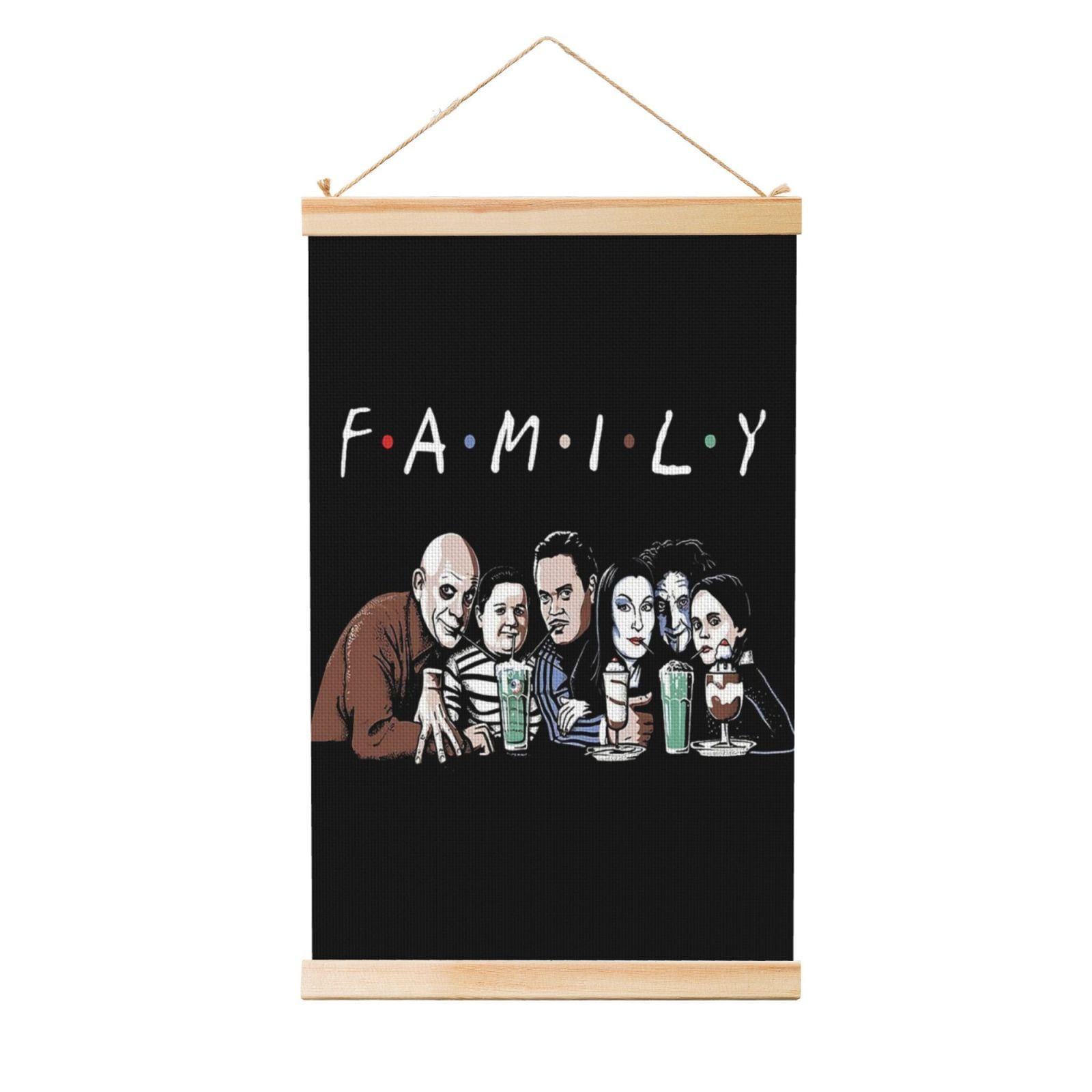 The Addams Family Poster Canvas Wooden Shaft Hanging Poster Home Decor ...