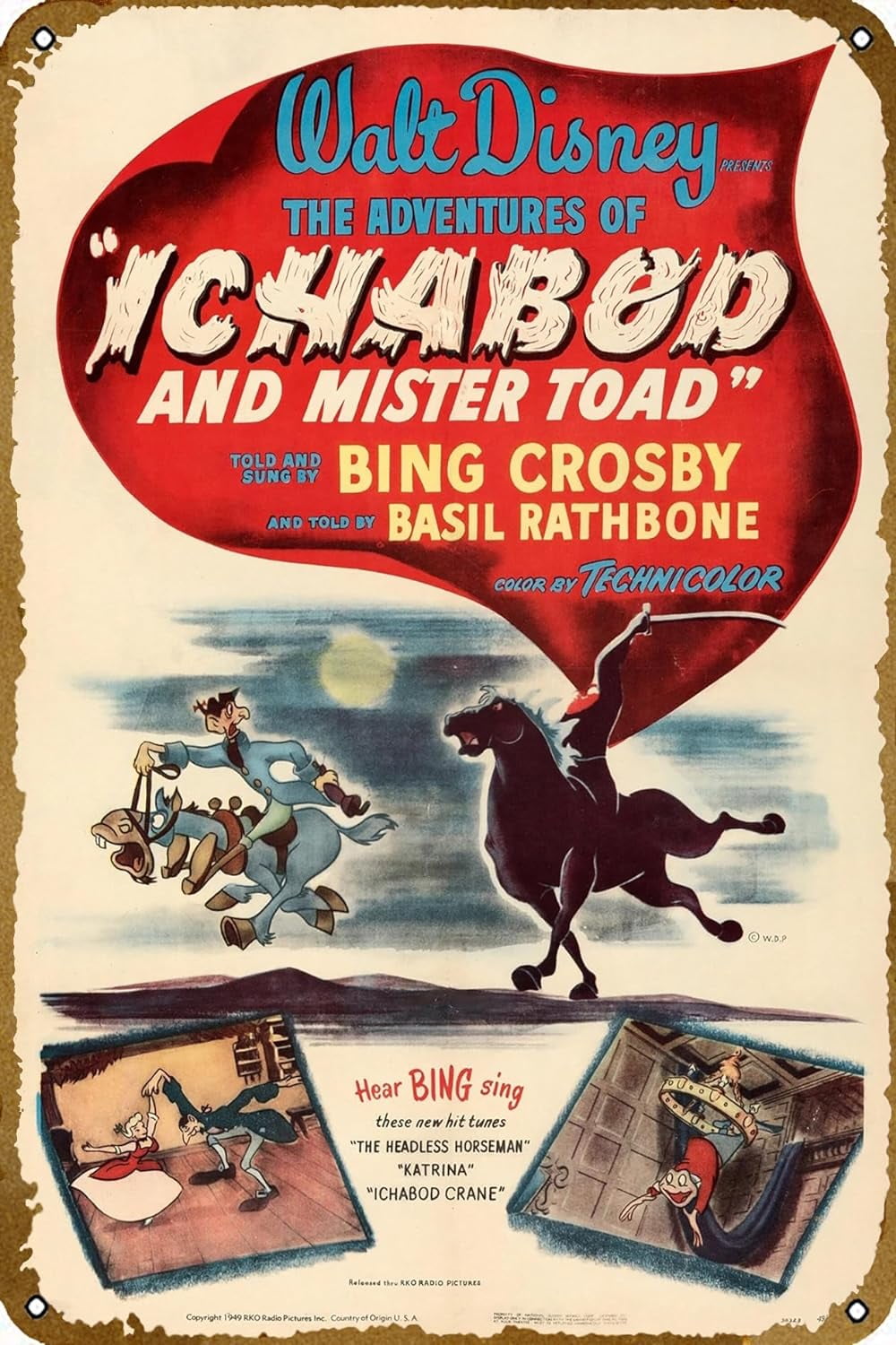 The Adventures of Ichabod and Mr. Toad 1949 Movies poster Retro tin ...