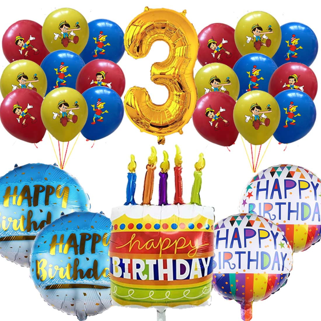 The Adventures of Pinocchio Balloons Party Supplies 3rd Big Number ...