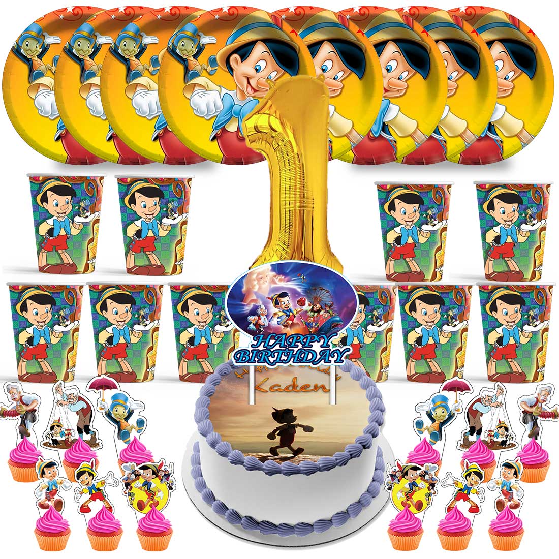The Adventures of Pinocchio Birthday 1st Cups Party Supplies Plates ...