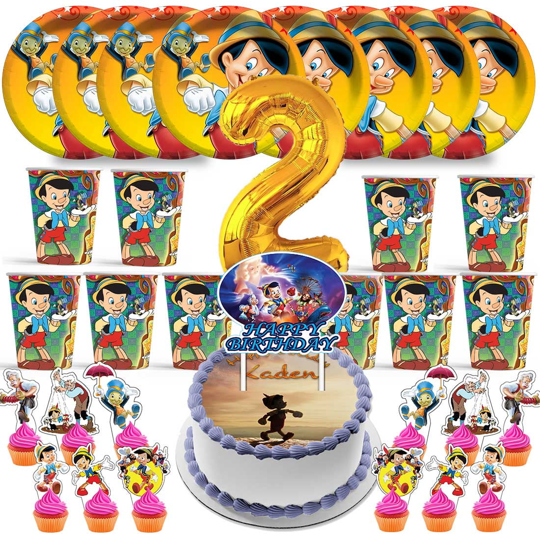 The Adventures of Pinocchio Birthday 2nd Cups Party Supplies Plates ...