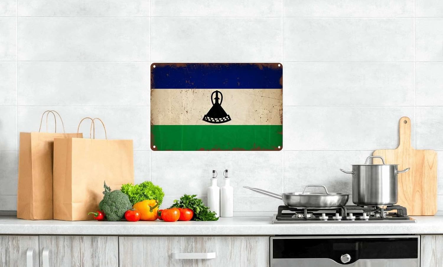 The Africa Country Flags of Lesotho Metal Tin Sign 8x12 Inch - Walmart.com