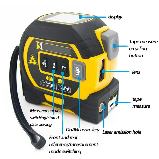 The Almighty Ruler, 3 in 1 Rangefinder Tape Measure, 60m Digital ...