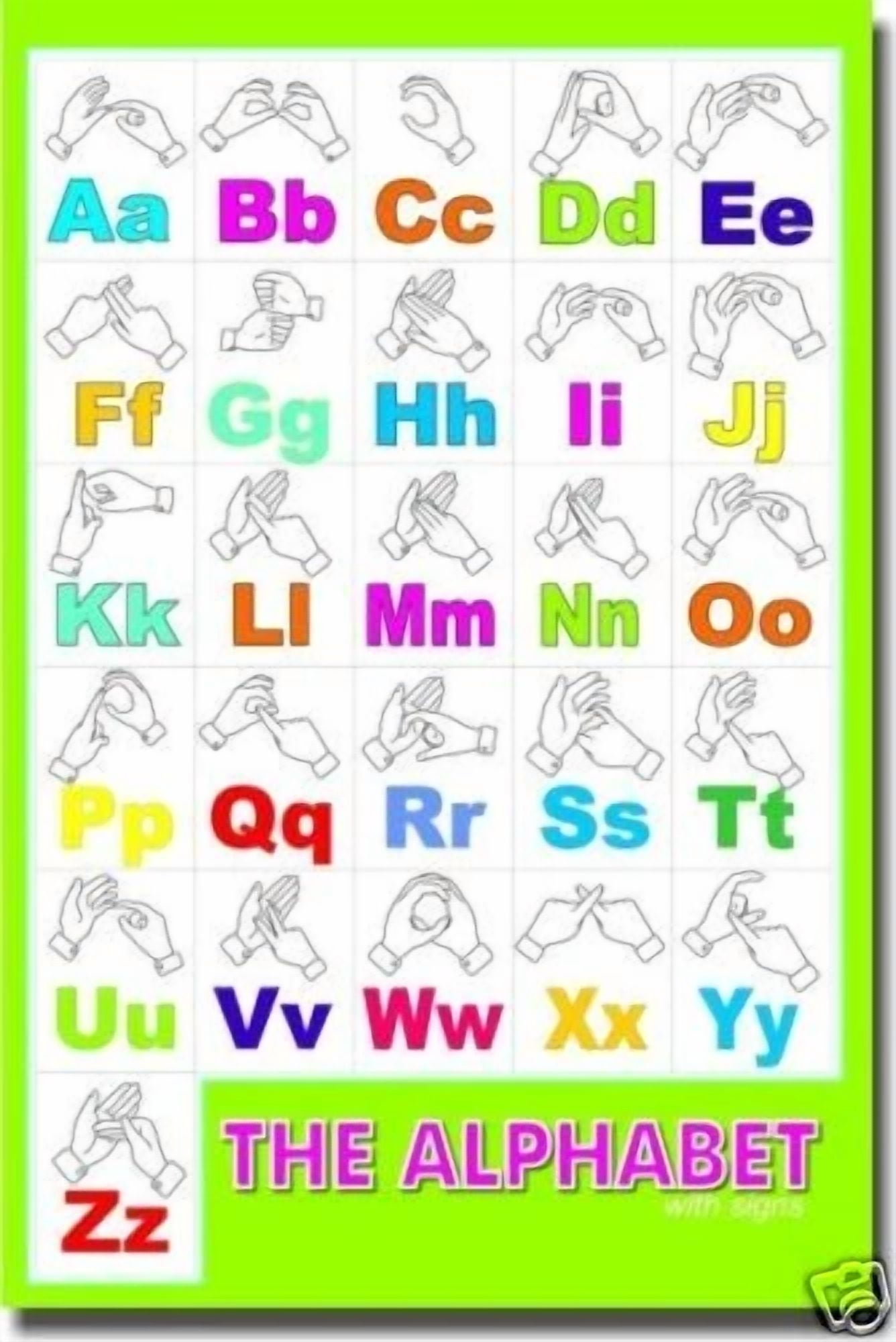 The Alphabet - Hand Signs Language Deaf - New Classroom School Poster ...