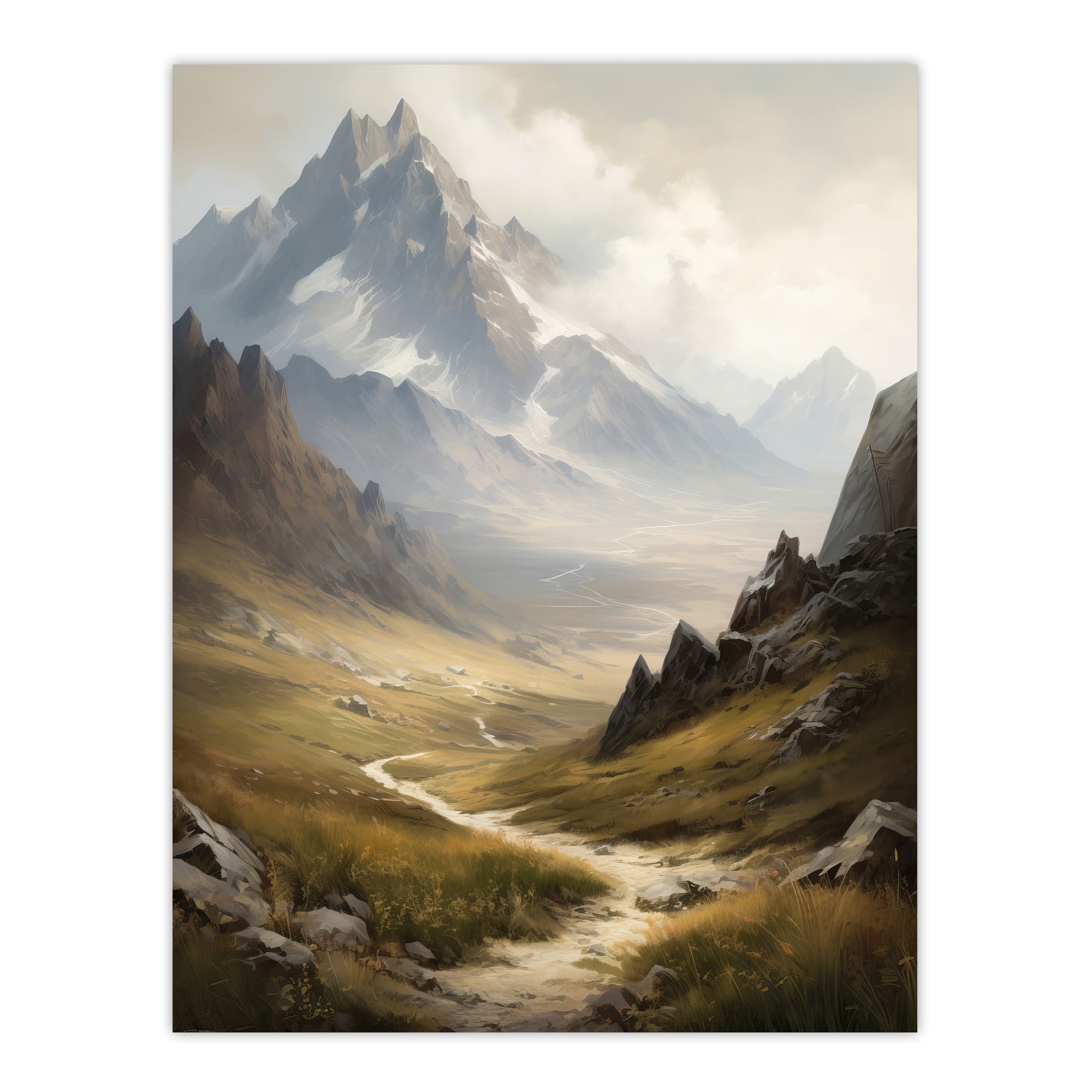 The Alps Path Switzerland Mountains A Panoramic Landscape Painting ...