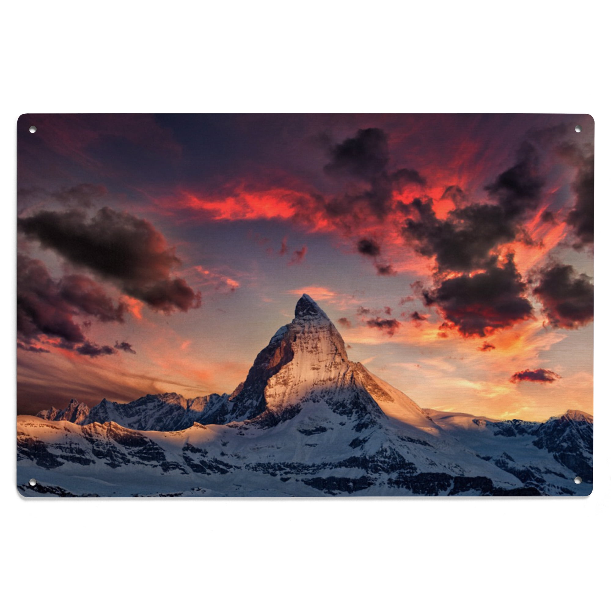 The Alps, Switzerland, Matterhorn Mountain Peak and Sunset Birch Wood ...