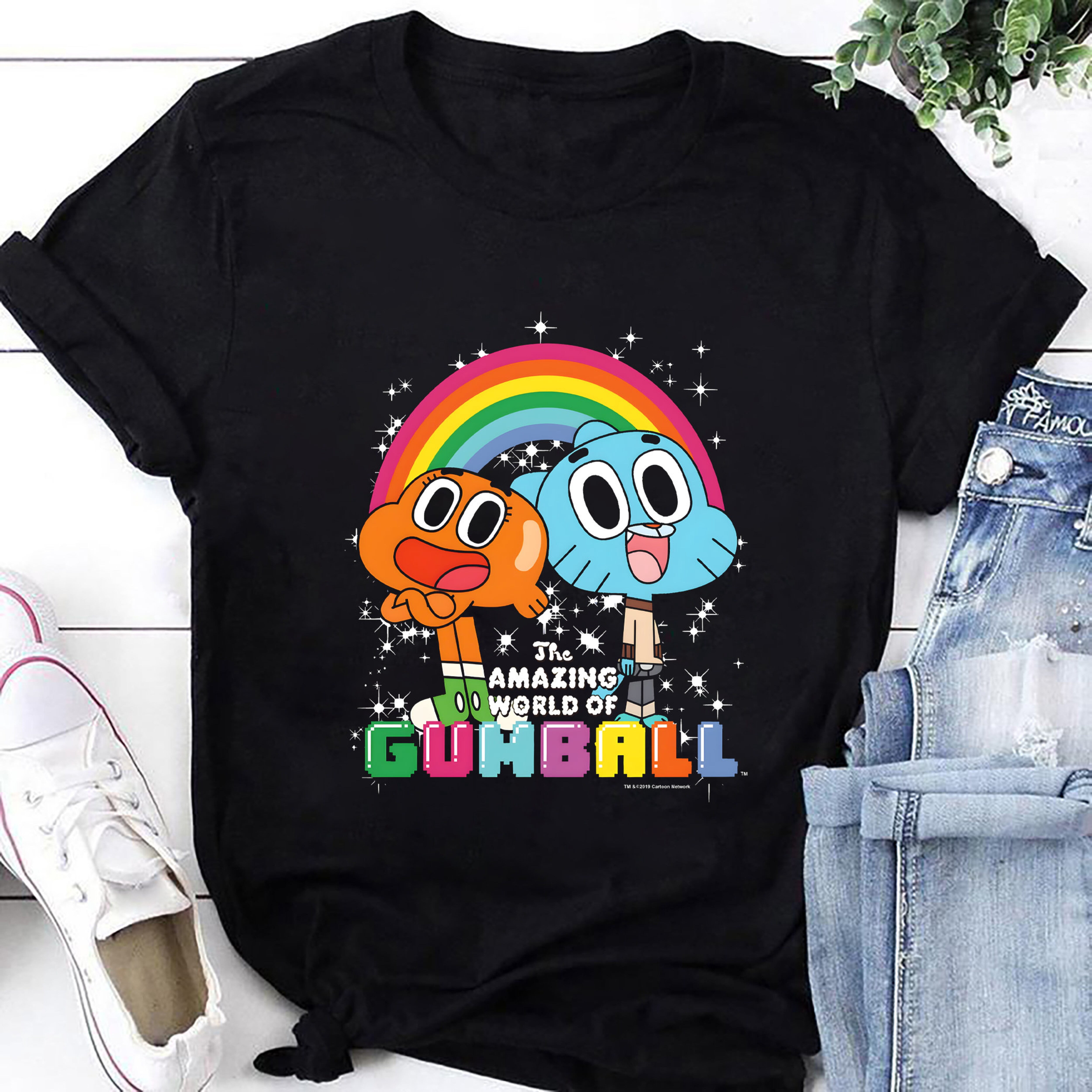 The Amazing World Of Gumball And Darwin Rainbow Portrait T-Shirt, The ...