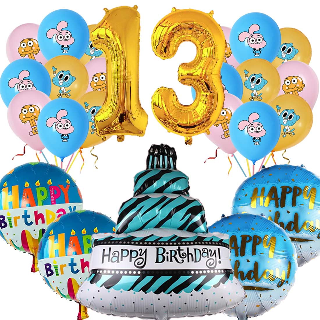 The Amazing World of Gumball Balloons Party Supplies 13th Big Number ...