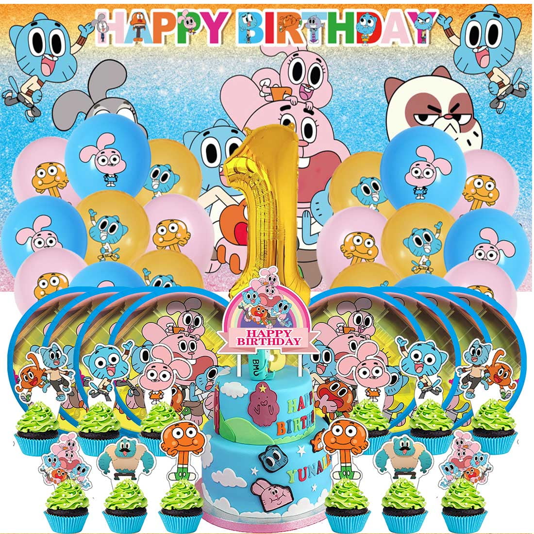 The Amazing World of Gumball Balloons Party Supplies 1st Decor ...