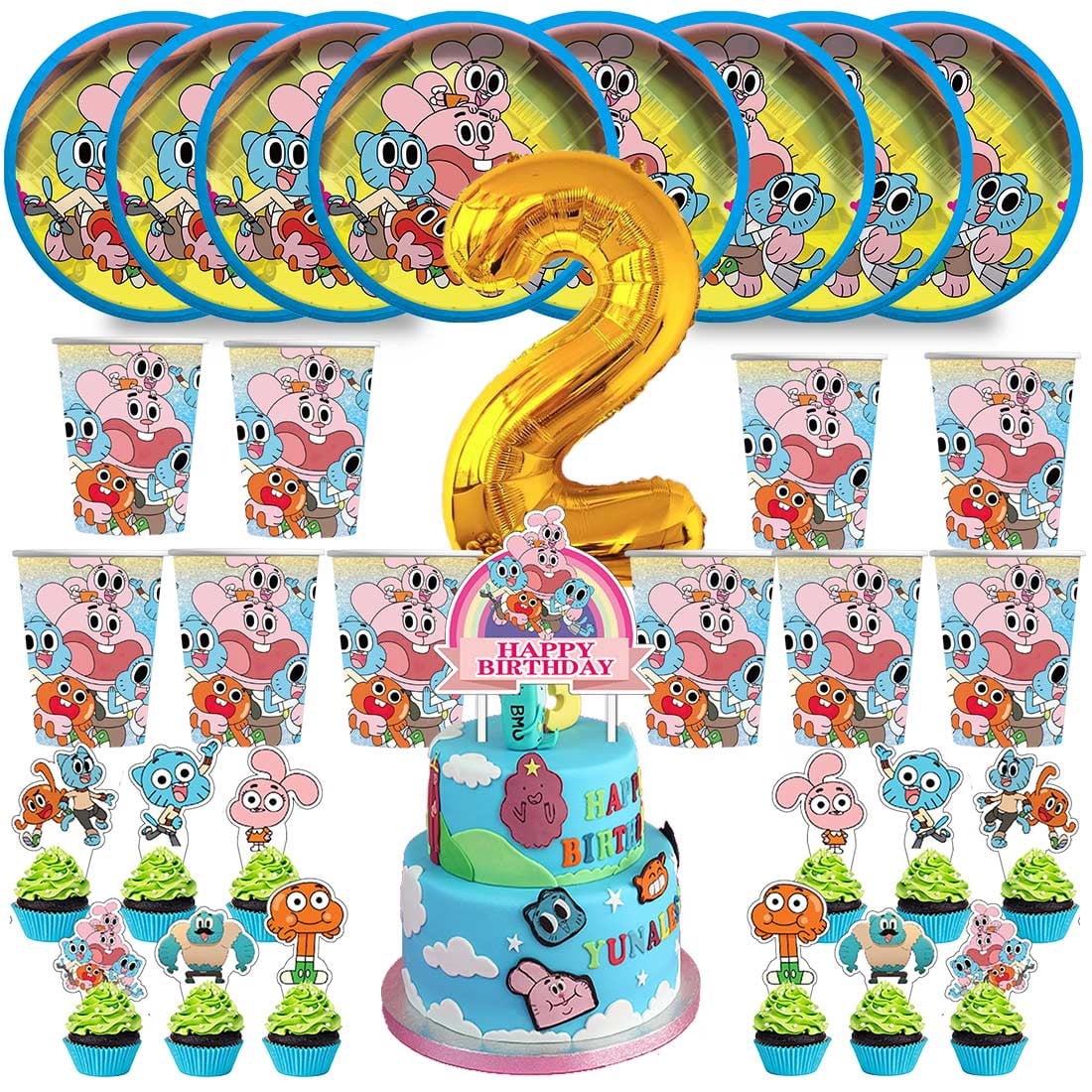 The Amazing World of Gumball Birthday 2nd Cups Party Supplies Plates ...