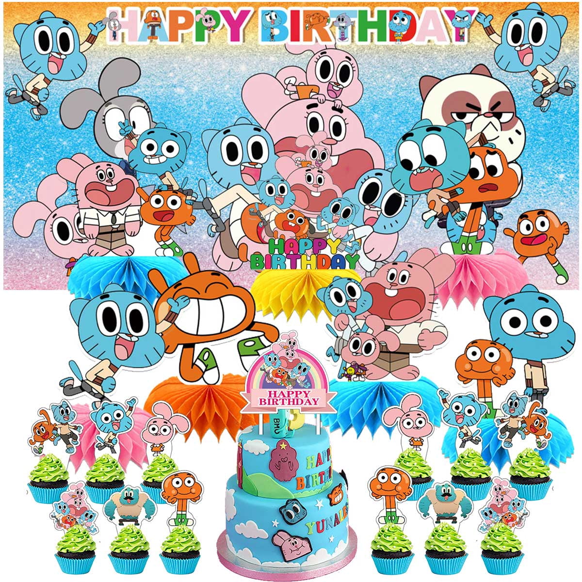 The Amazing World of Gumball Party Supplies Honeycomb Centerpieces ...