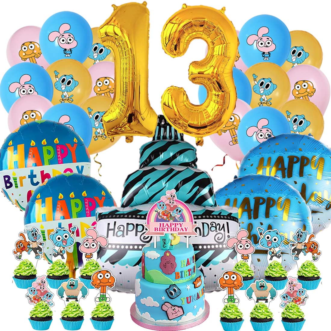 The Amazing World of Gumball Party Supplies 13th Decor Kit Balloons ...