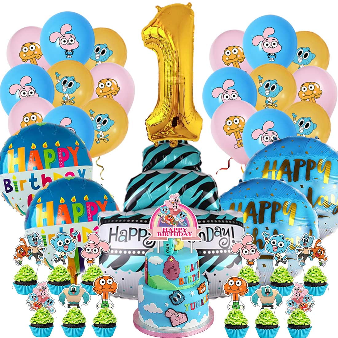 The Amazing World of Gumball Party Supplies 1st Decor Kit Balloons ...