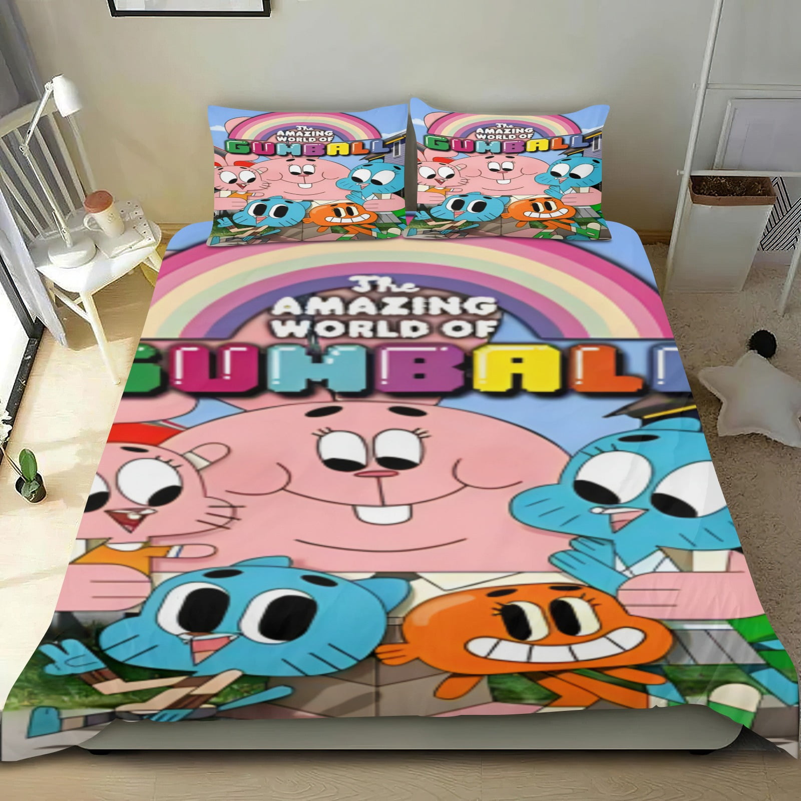 The Amazing World of Gumball thin bedding set has One duvet cover and two pillowcases.,35" x 75 ...