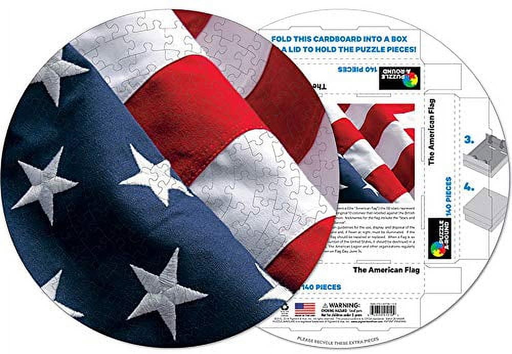 The American Flag Puzzle A-Round 140 piece Round Jigsaw Puzzle ...