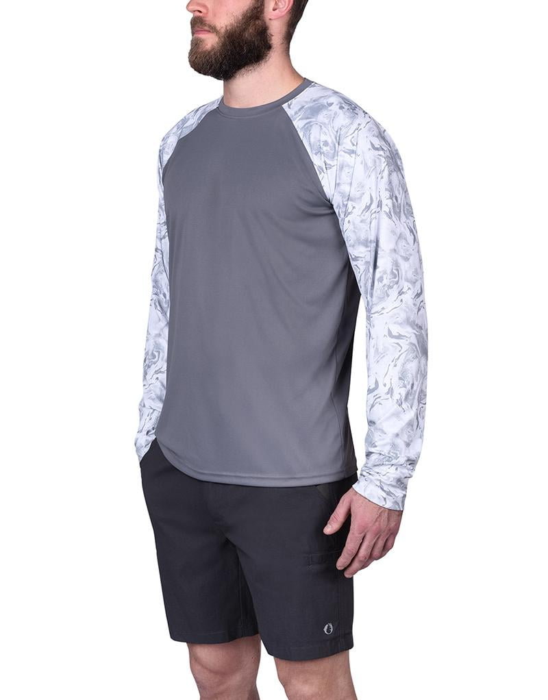 The American Outdoorsman Long Sleeve Raglan Sun Tee for Men (Shade Grey ...