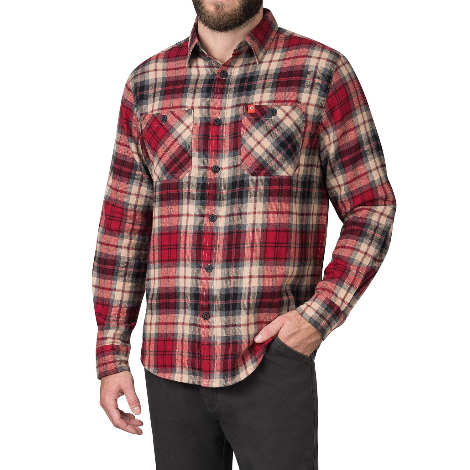 The American Outdoorsman Men's Long Sleeve Midweight Plaid Flannel ...