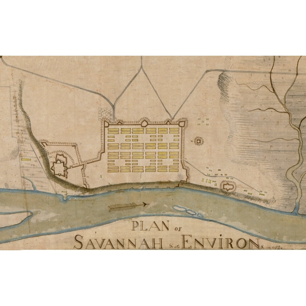 The American Revolution. Plan Of Savannah & Its Environs. Manuscript ...