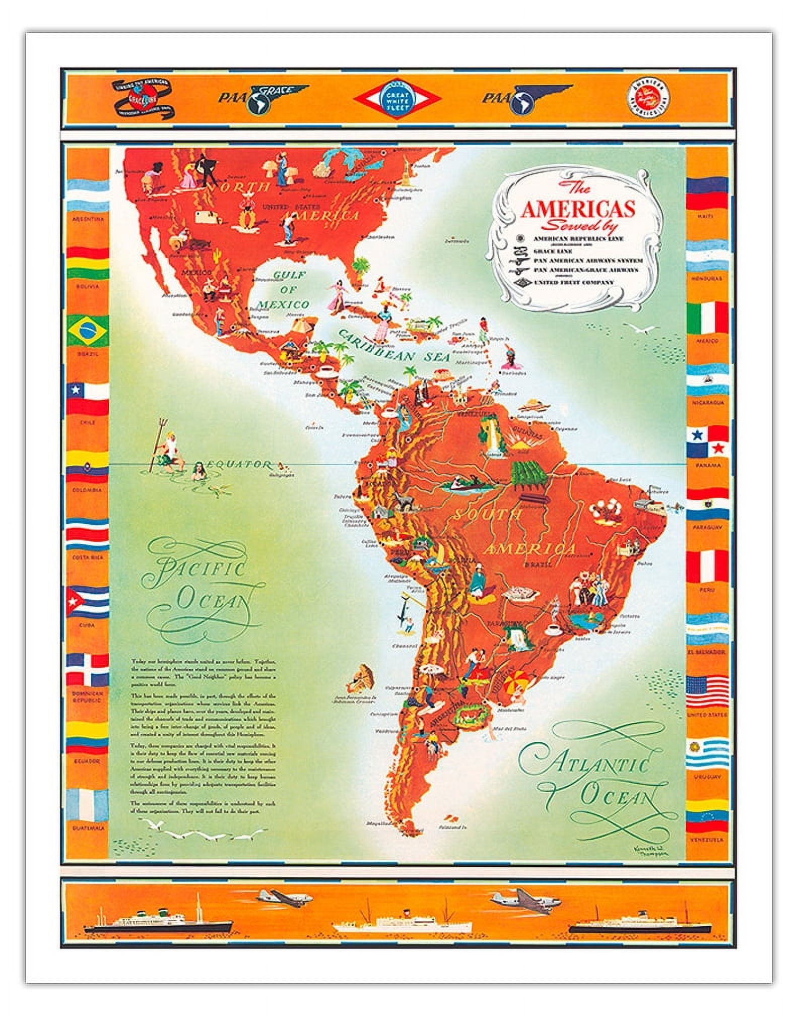 The Americas - Pan American Airways United Fruit Company - Vintage ...