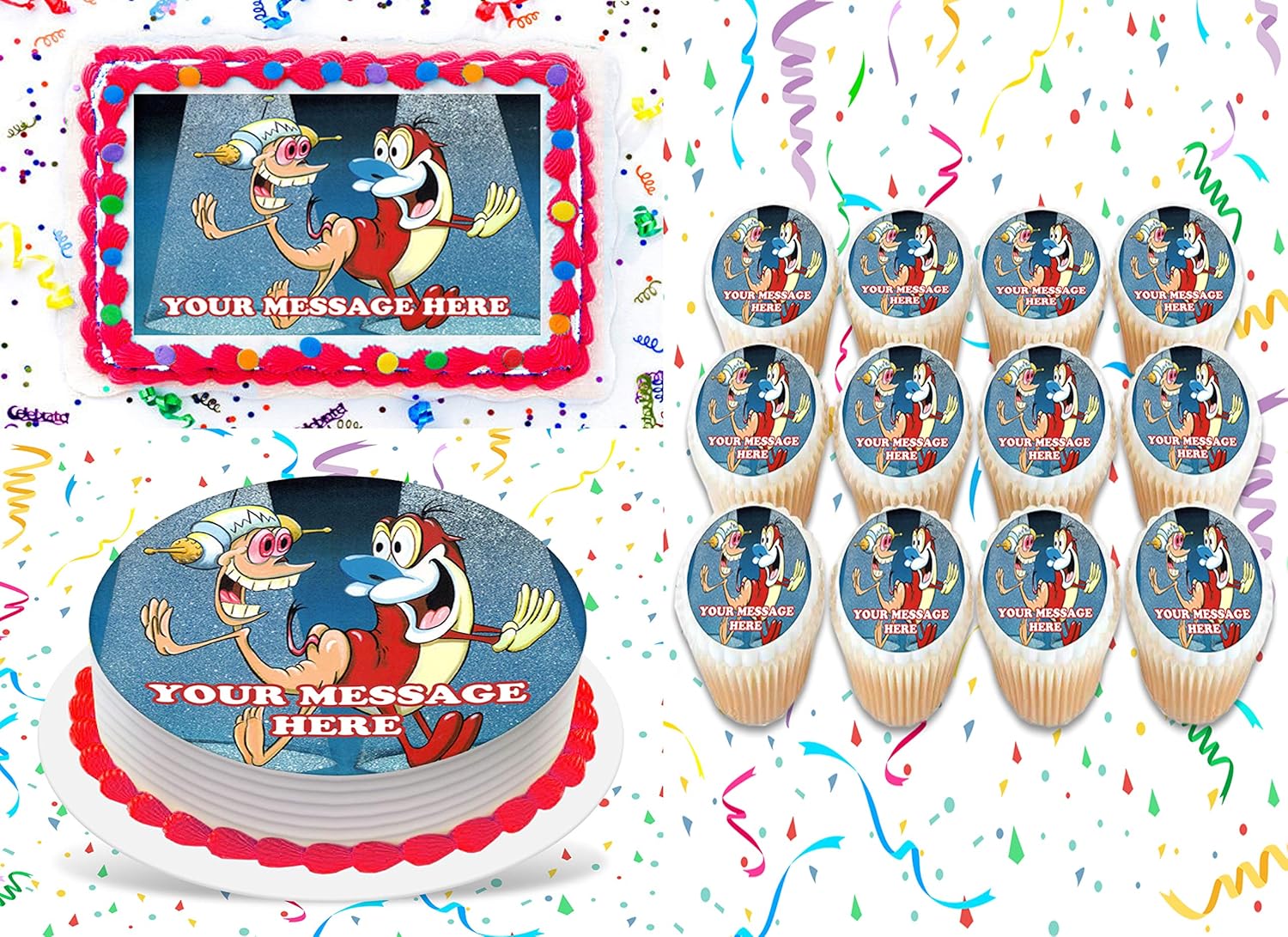 The And Stimpy Show Cake Topper Edible Image Cupcakes Frosting Sugar ...