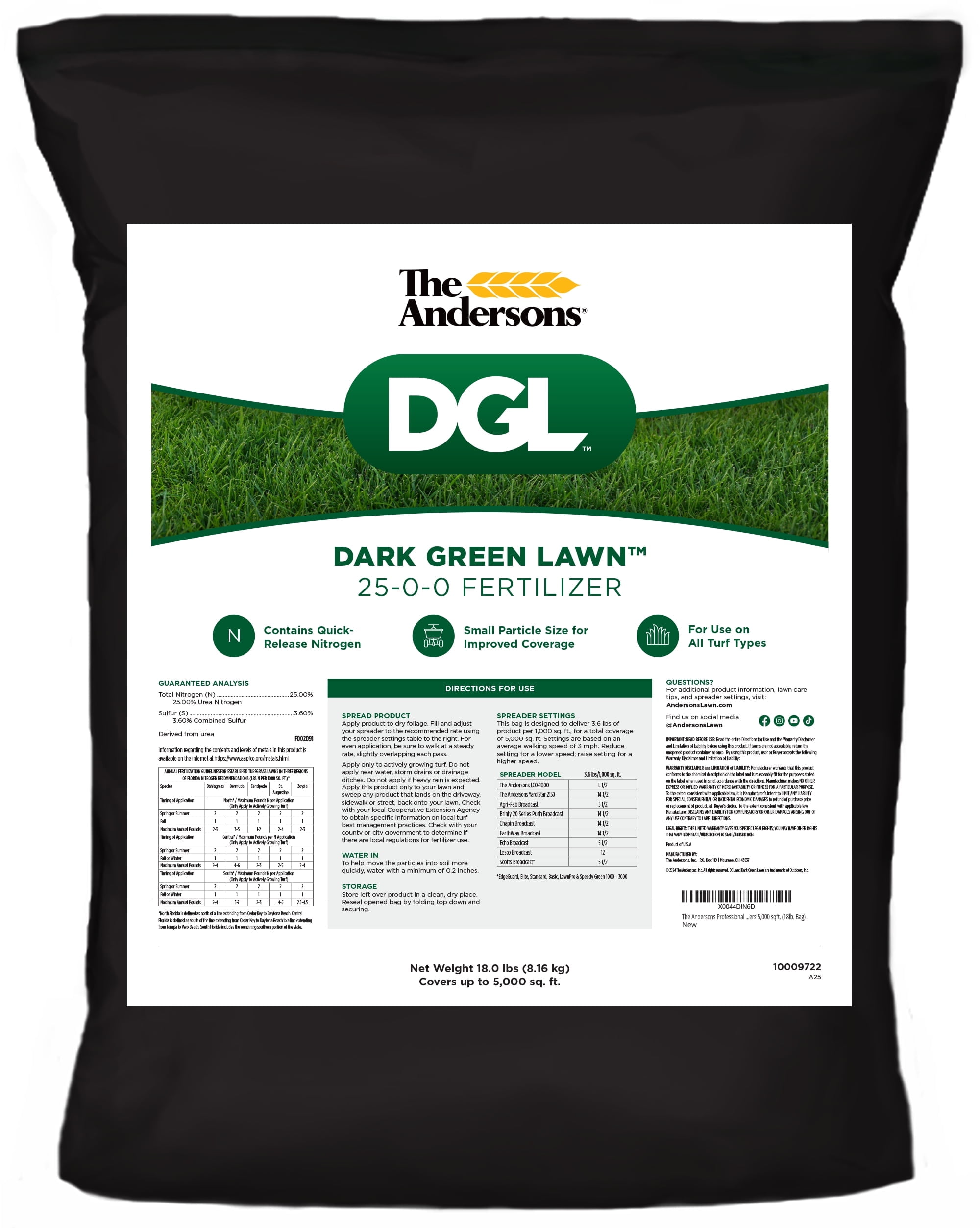The Andersons Professional Lawn Feed: DGL Dark Green 25-0-0 Fertilizer ...