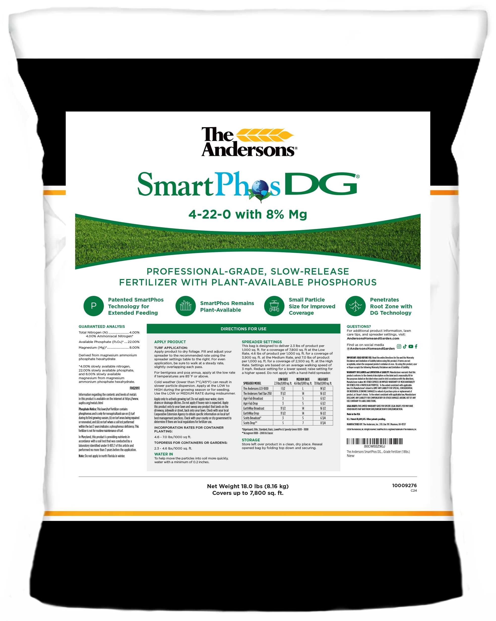 The Andersons SmartPhos DG 4-22-0 Professional-Grade Fertilizer (18lbs ...