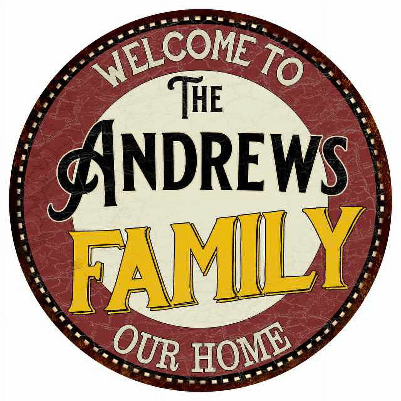 The Andrews Family 12" Round Metal Sign Kitchen Game Room Décor ...