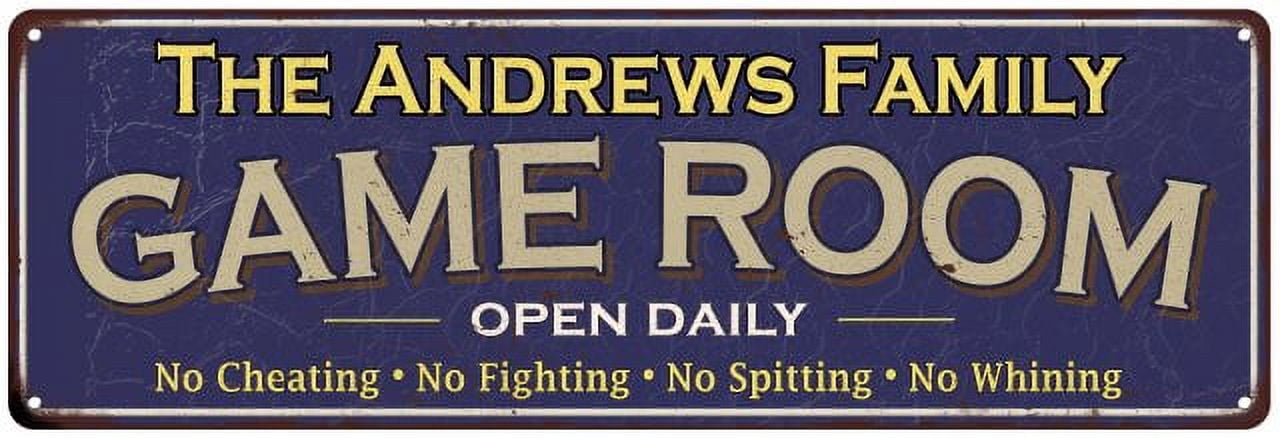 The Andrews Family Blue Game Room Metal 8x24 Sign 108240037663 ...