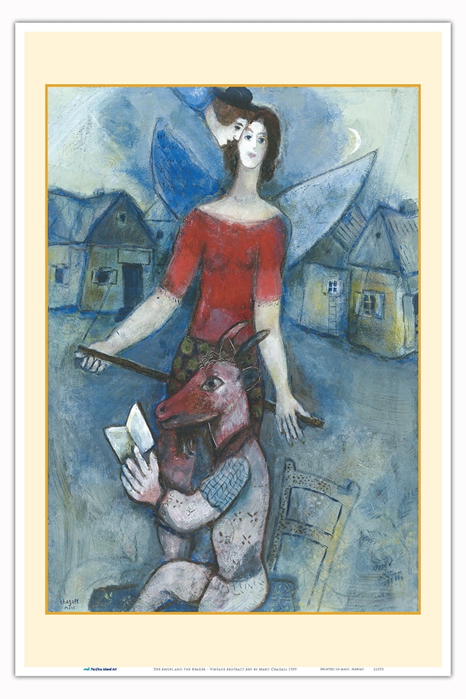 The Angel and the Reader - Vintage Abstract Art by Marc Chagall c.1939 ...