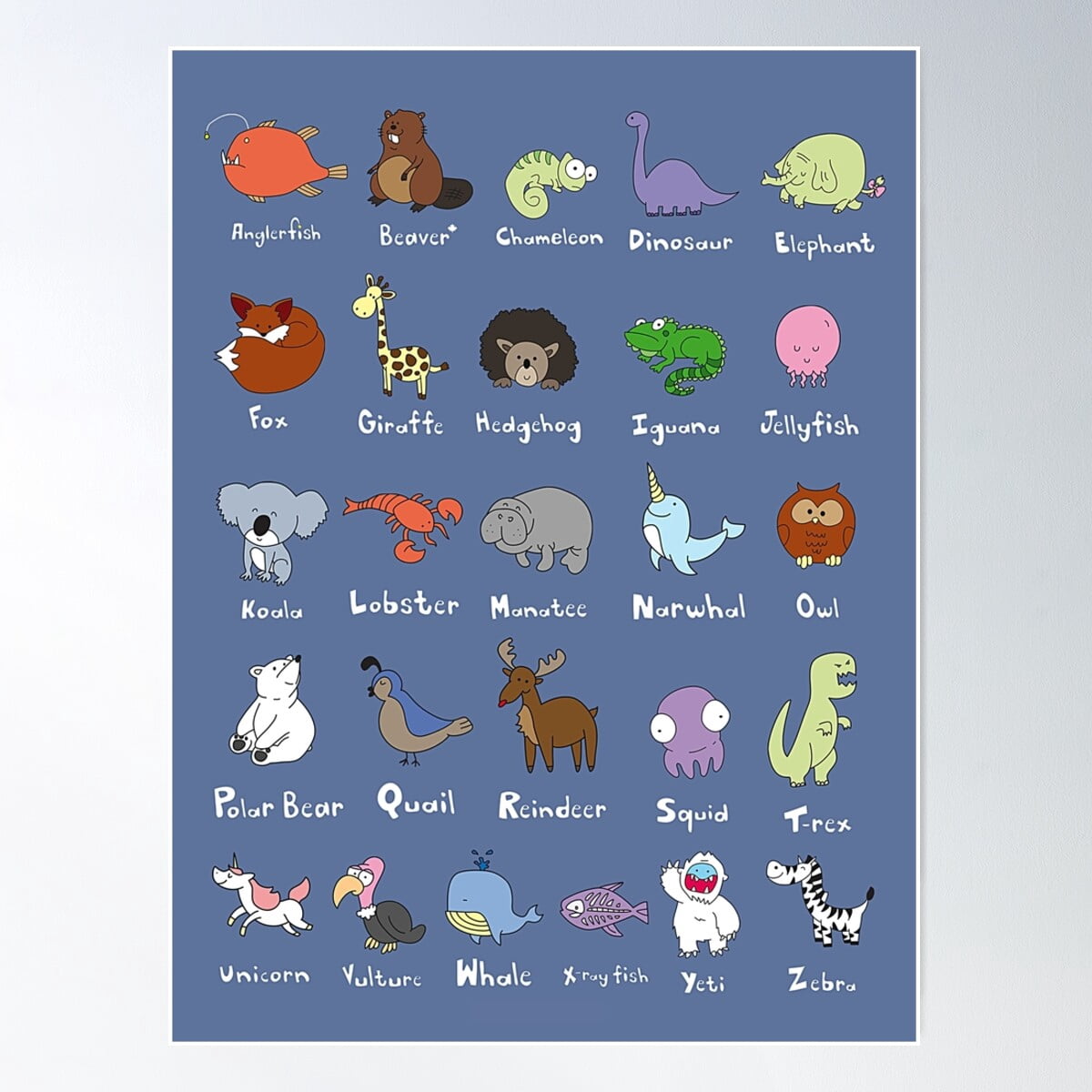 The Animal Alphabet Poster Wall Art, Modern Wall Decor For Living Room ...
