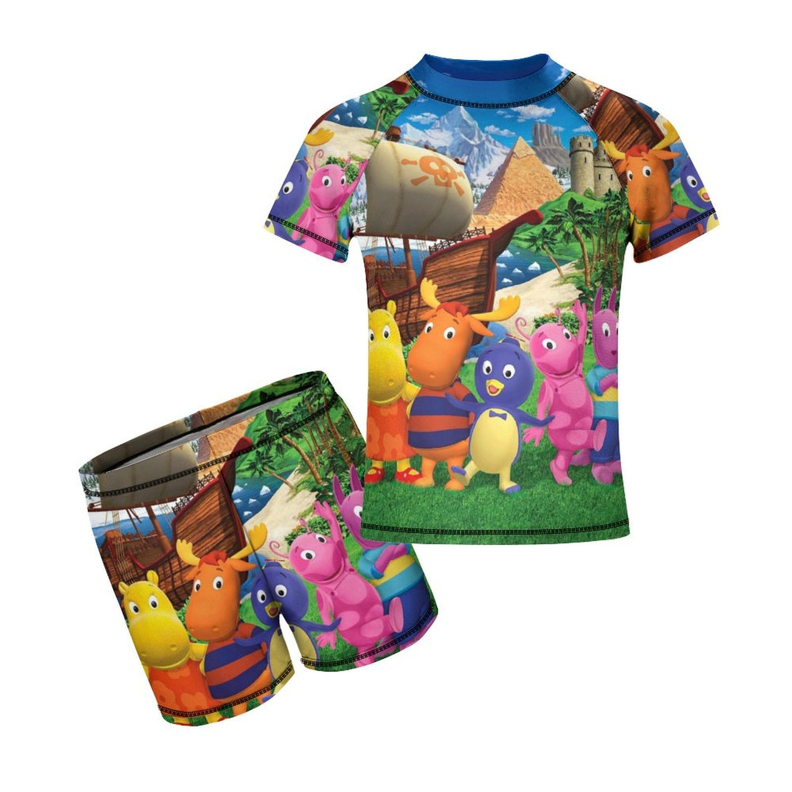 The Anime Backyardigans Boys 2-Piece Swimsuit Set, Short Sleeve Rash ...