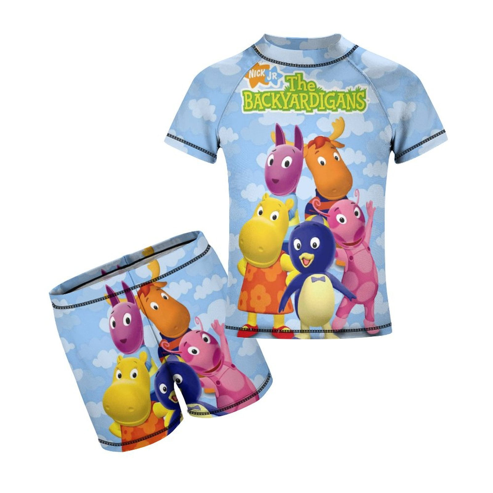 The Anime Backyardigans Boys 2-Piece Swimsuit Set, Short Sleeve Rash ...