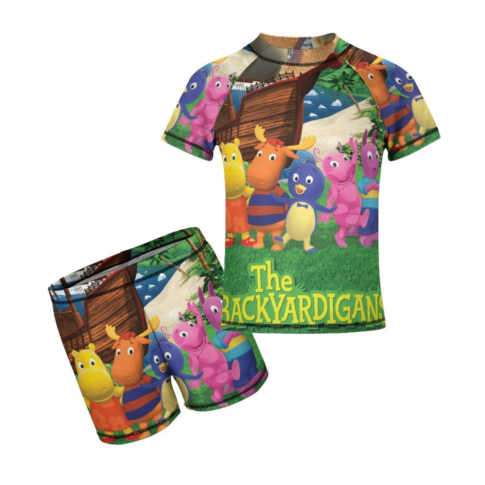 The Anime Backyardigans Boys 2-Piece Swimsuit Set, Short Sleeve Rash ...