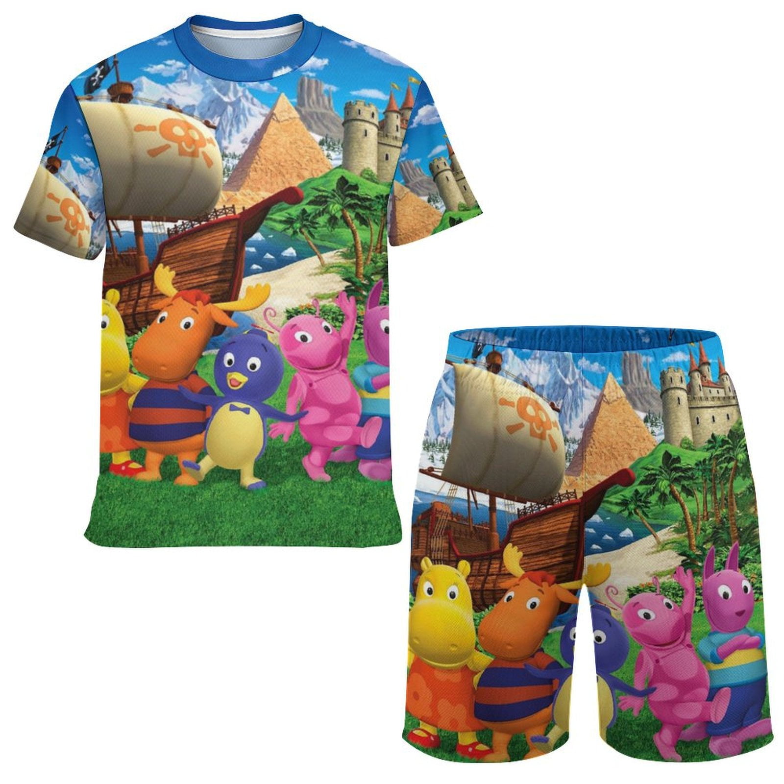 The Anime Backyardigans Boys Short Sleeve T-Shirt And Mesh Shorts ...