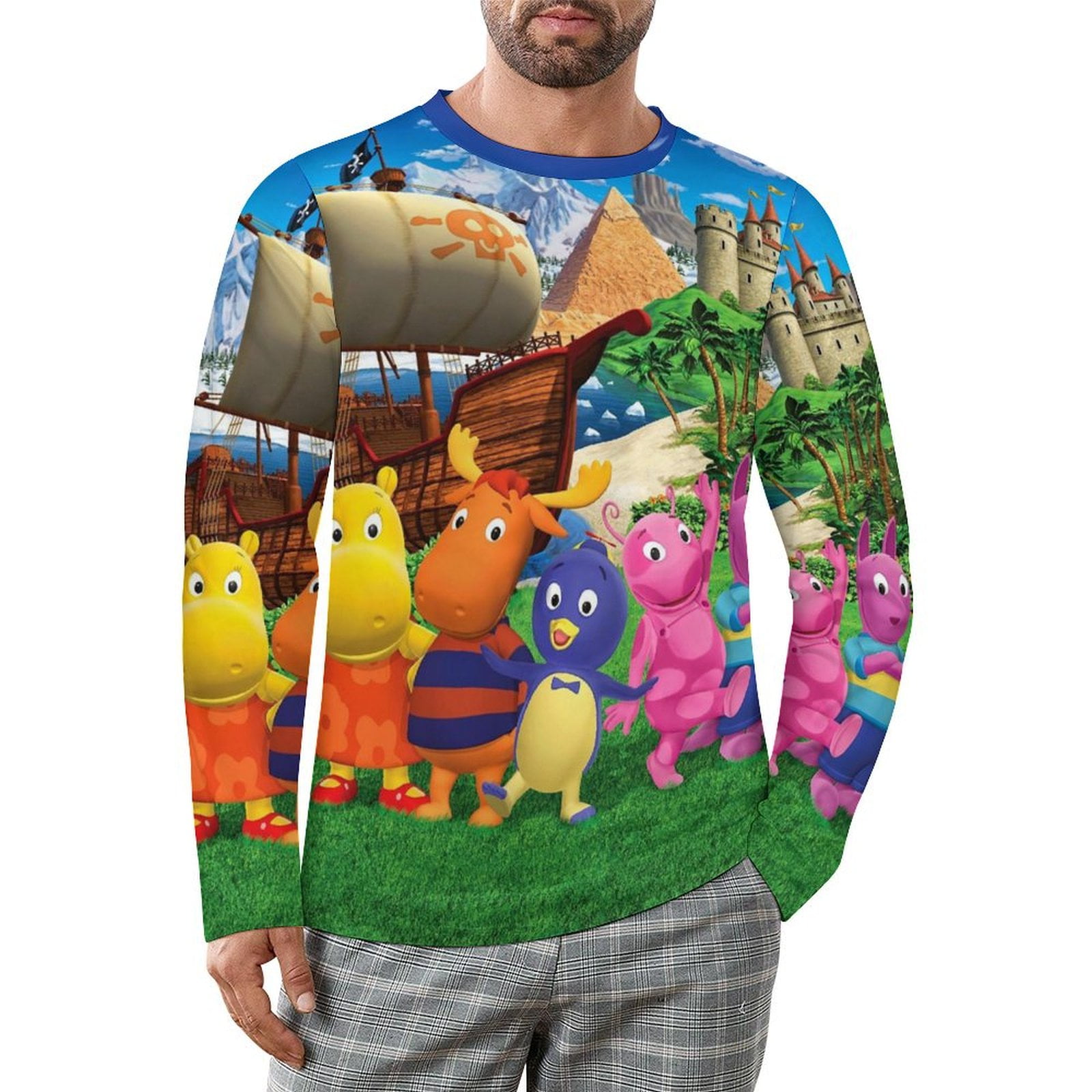 The Anime Backyardigans Mens 3D Graphic Print Shirts Casual Long Sleeve ...