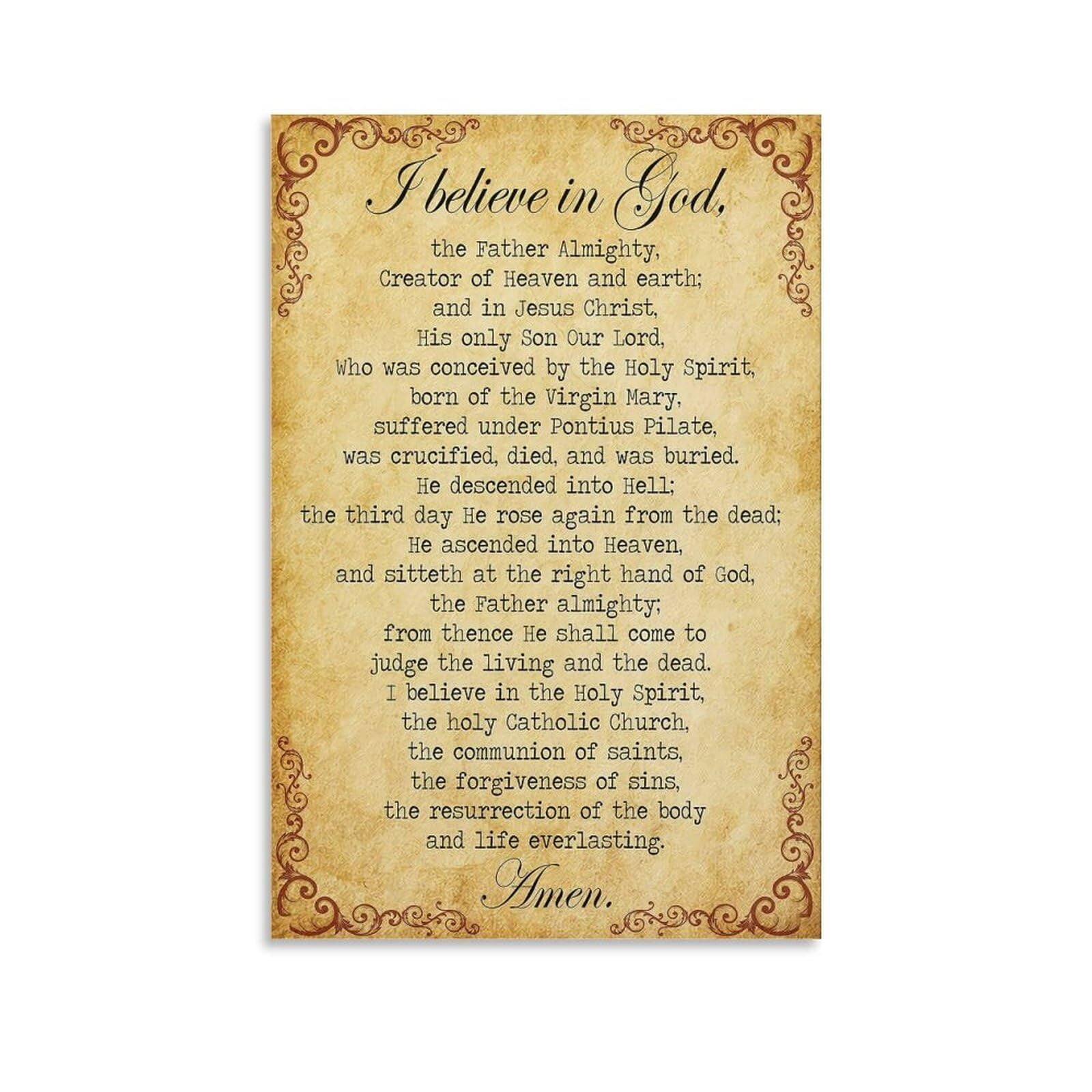 The Apostles Creed Prayer Wall Art Vintage Posters for Kitchen Artwork ...