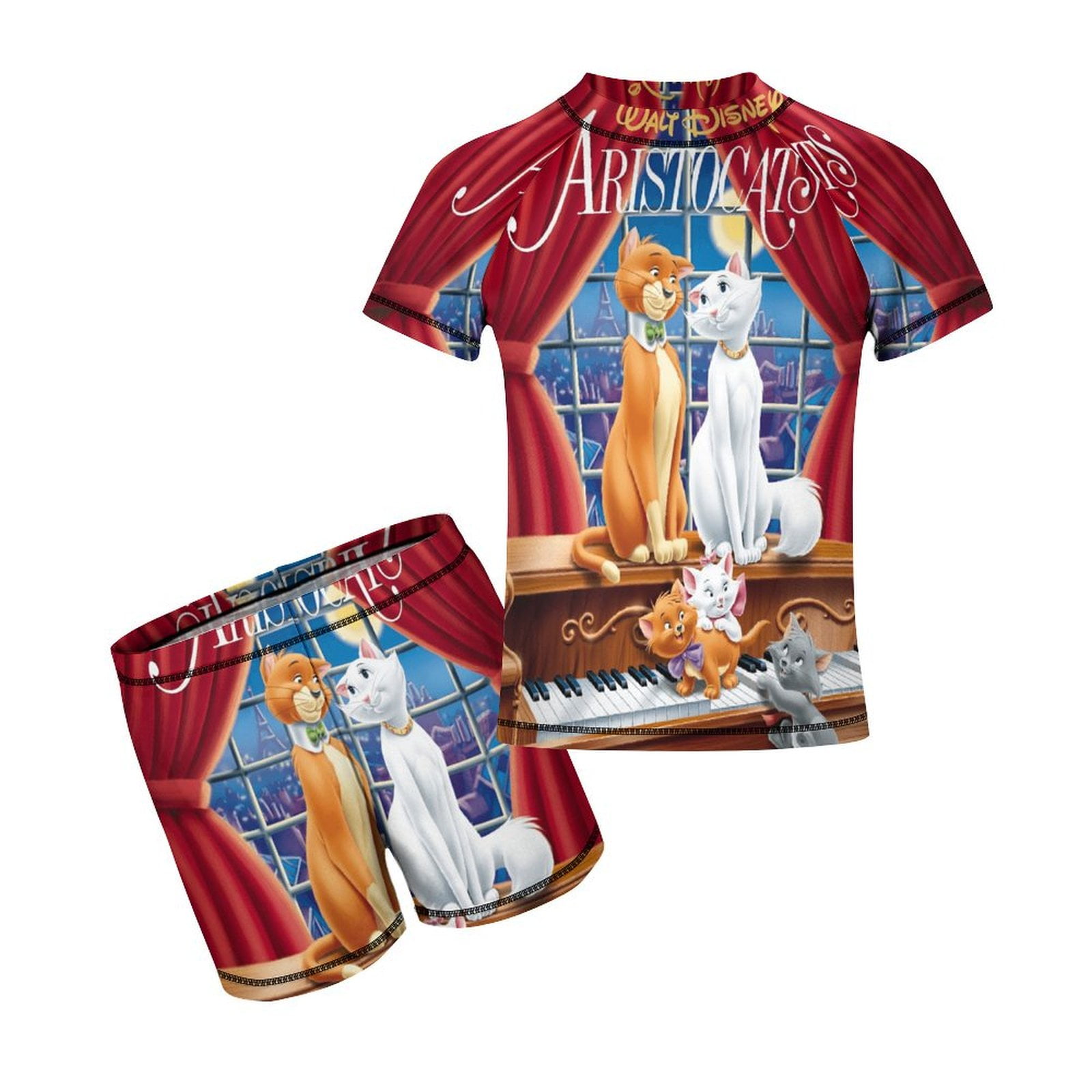 The Aristocats Boys Two Piece Rash Guard Swimsuits Kids Short Sleeve ...