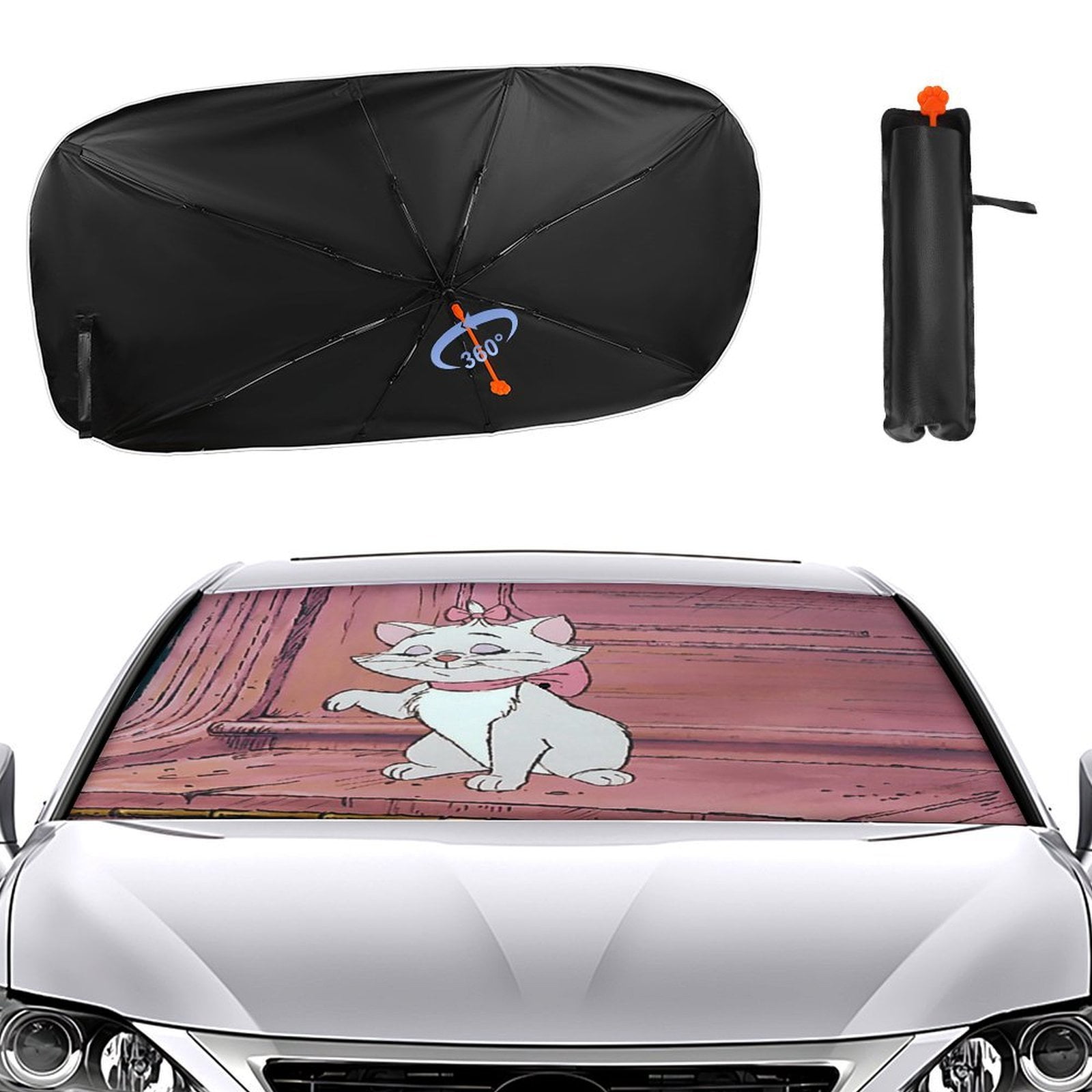 The Aristocats Car Sun Shade Windshield Umbrella, Foldable Car Umbrella ...