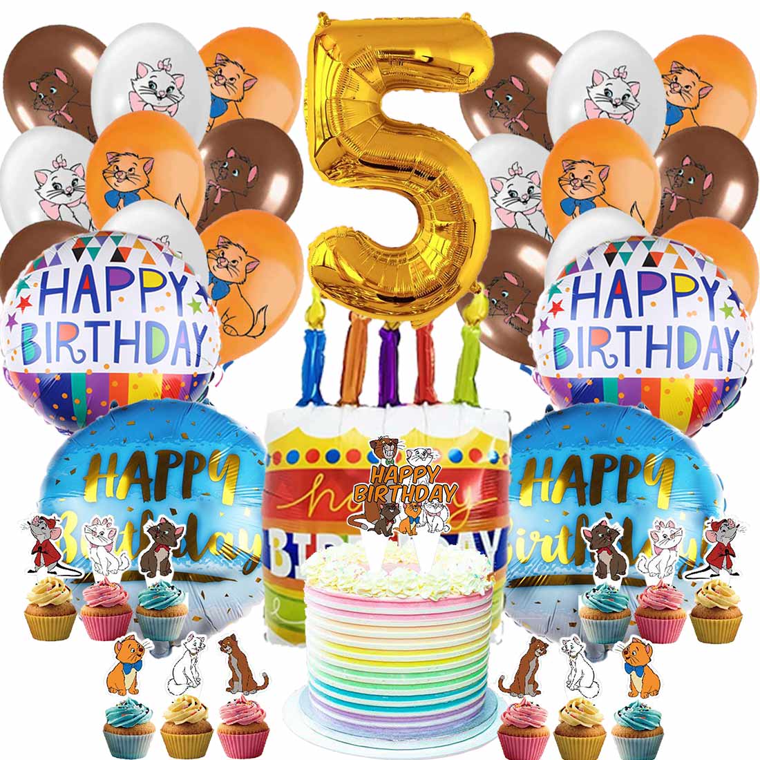 The Aristocats Party Supplies 5th Decor Kit Balloons Birthday Cake ...