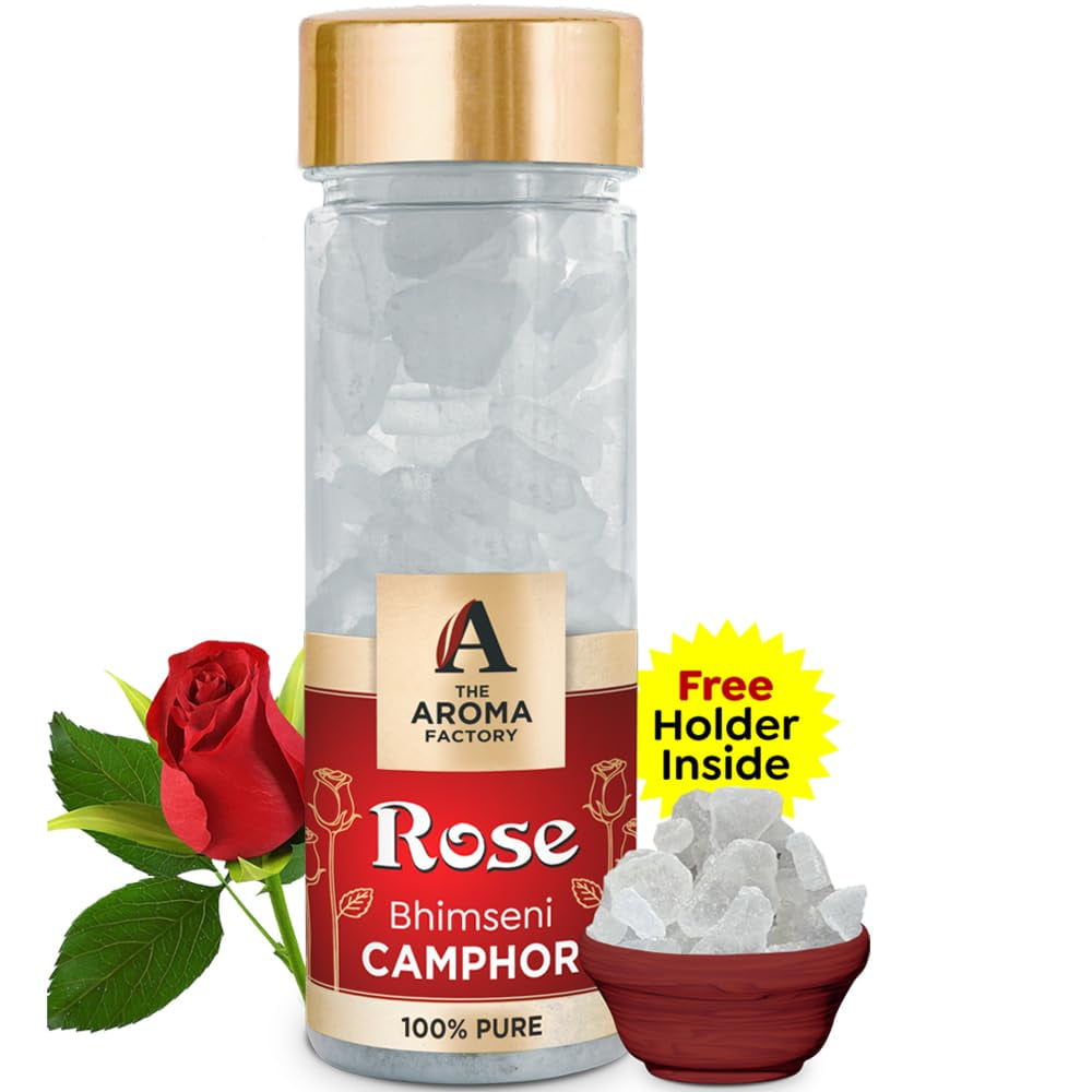 The Aroma Factory Pure Bhimseni Camphor, Rose, Zero Residue Kapoor with ...