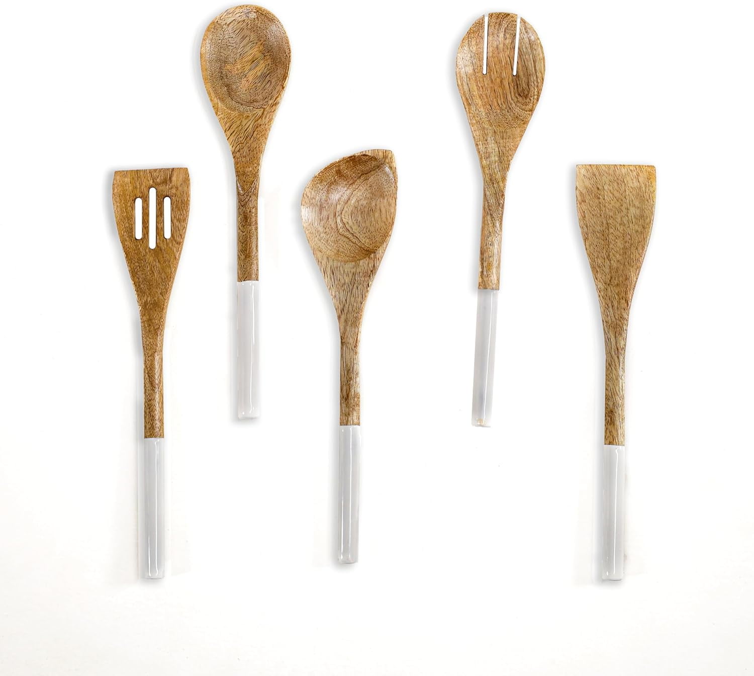 The Art Box 12 inches Natural Wooden Kitchen Spoon Set for Cooking ...