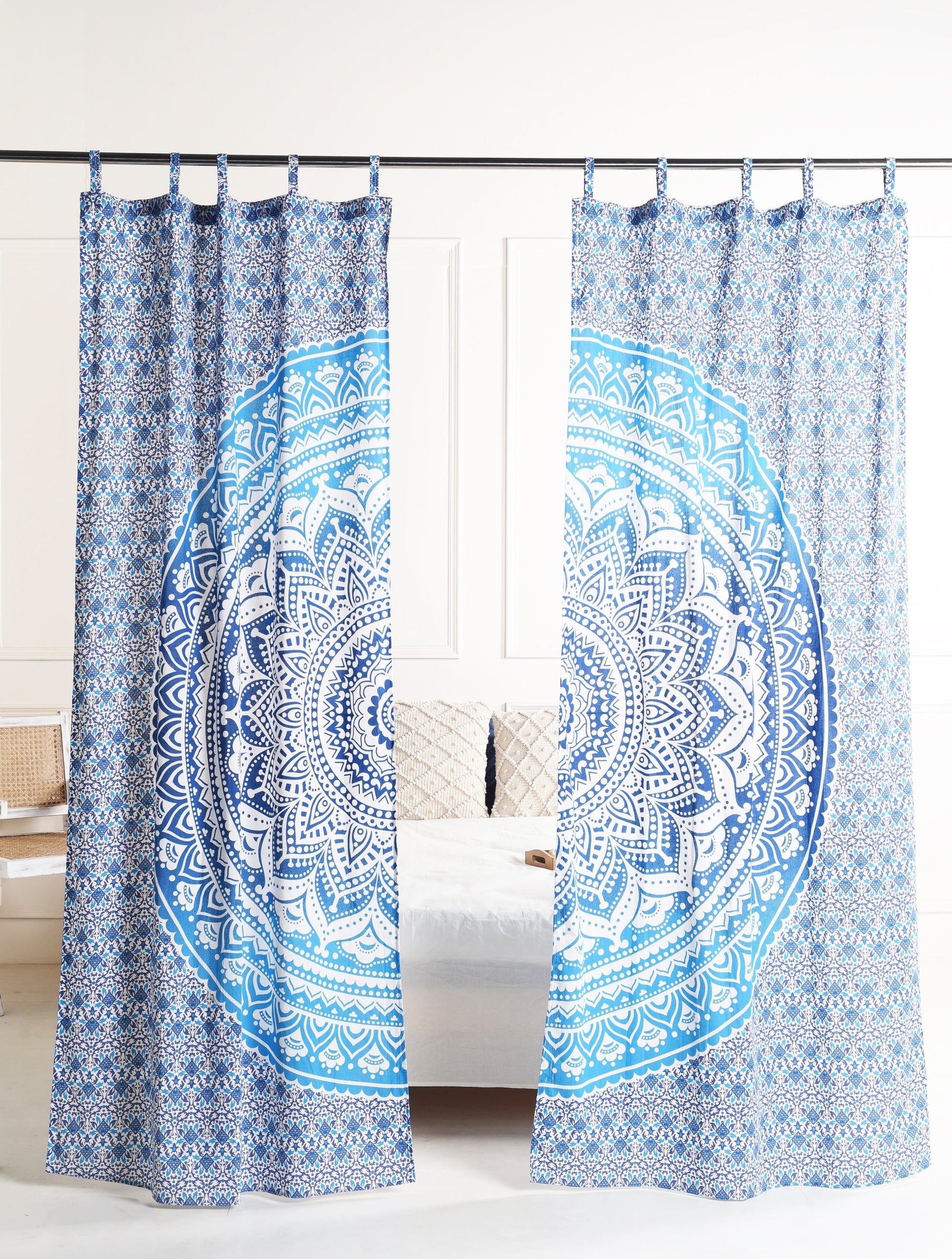 The Art Box Blue Mandala Tapestry Curtain Panel Set, Door Window 2 ...