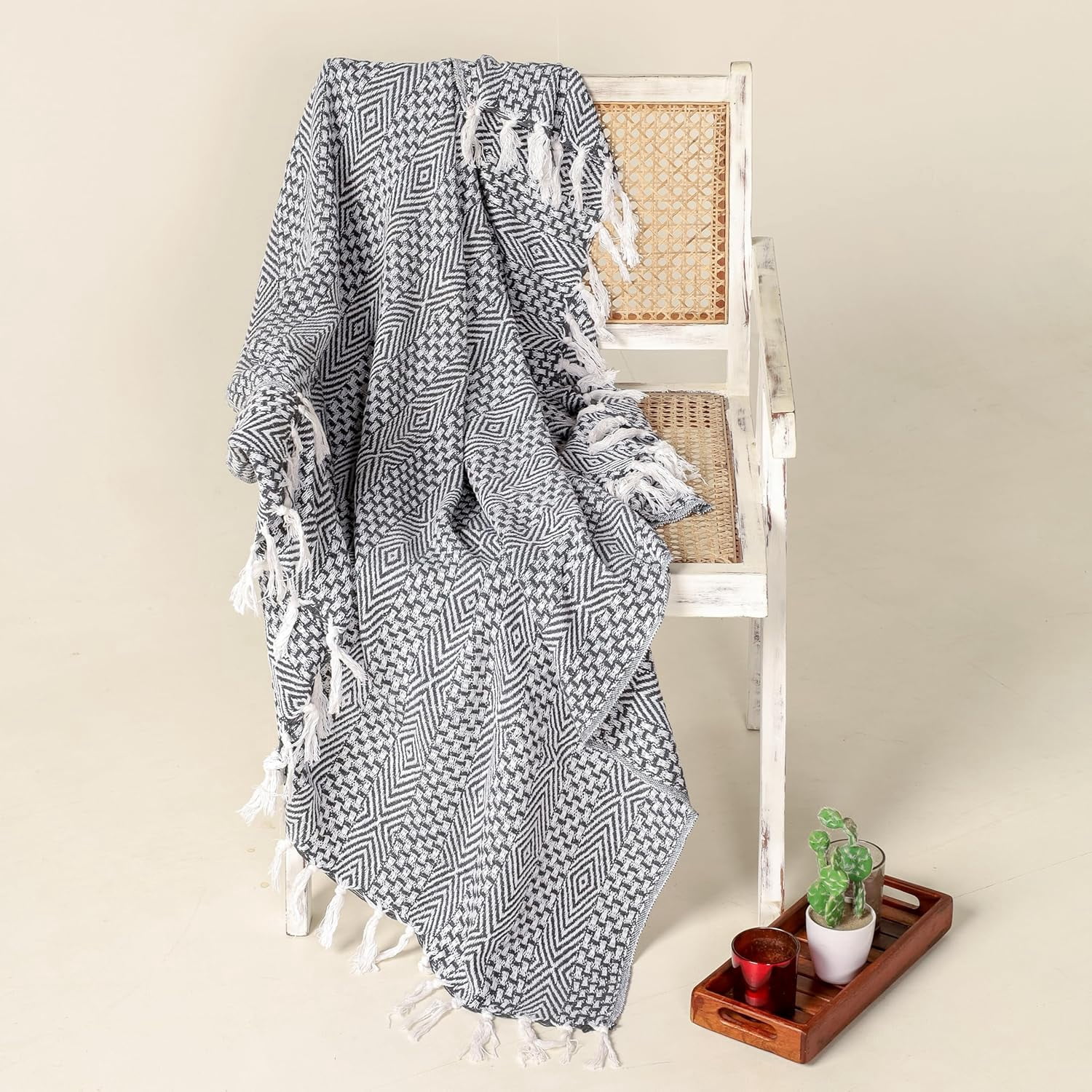 The Art Box Bohemian Boho Throw Blankets, 50 x 60 inche Charcoal Grey ...