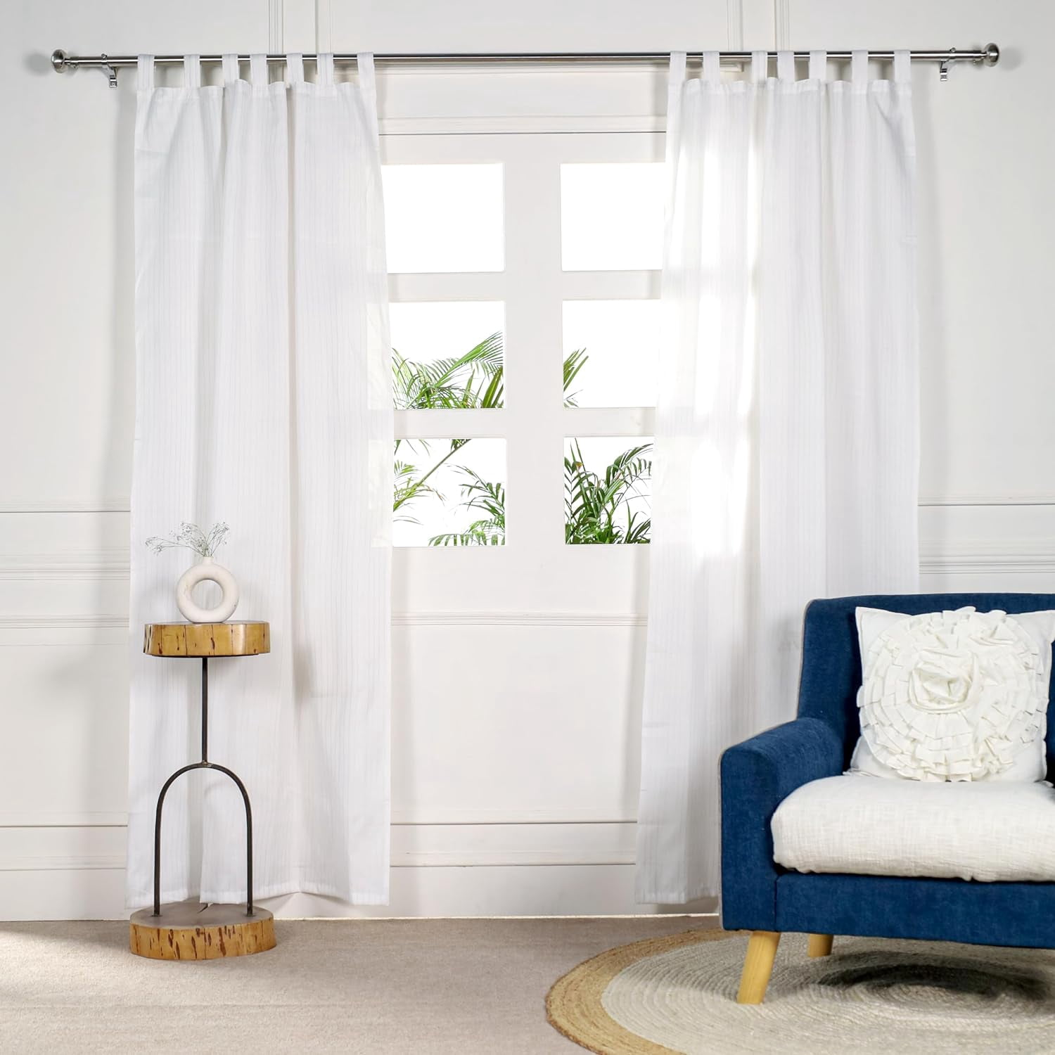 The Art Box Cotton Tab Top Curtains Panels Set for Bedroom and Living ...