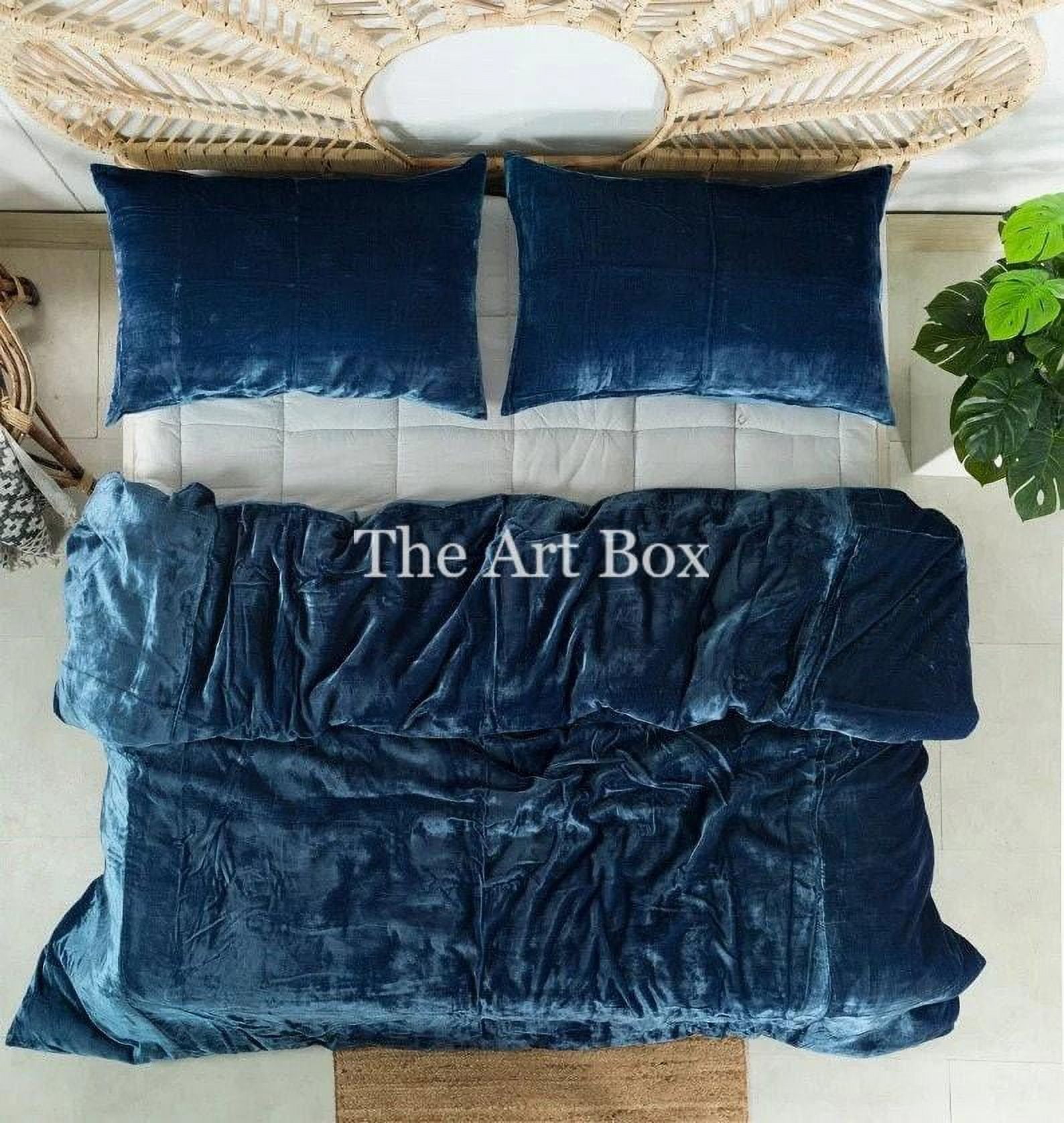 The Art Box Crushed Velvet Duvet Cover, Baby Blue, 1Pcs Luxury Duvet ...